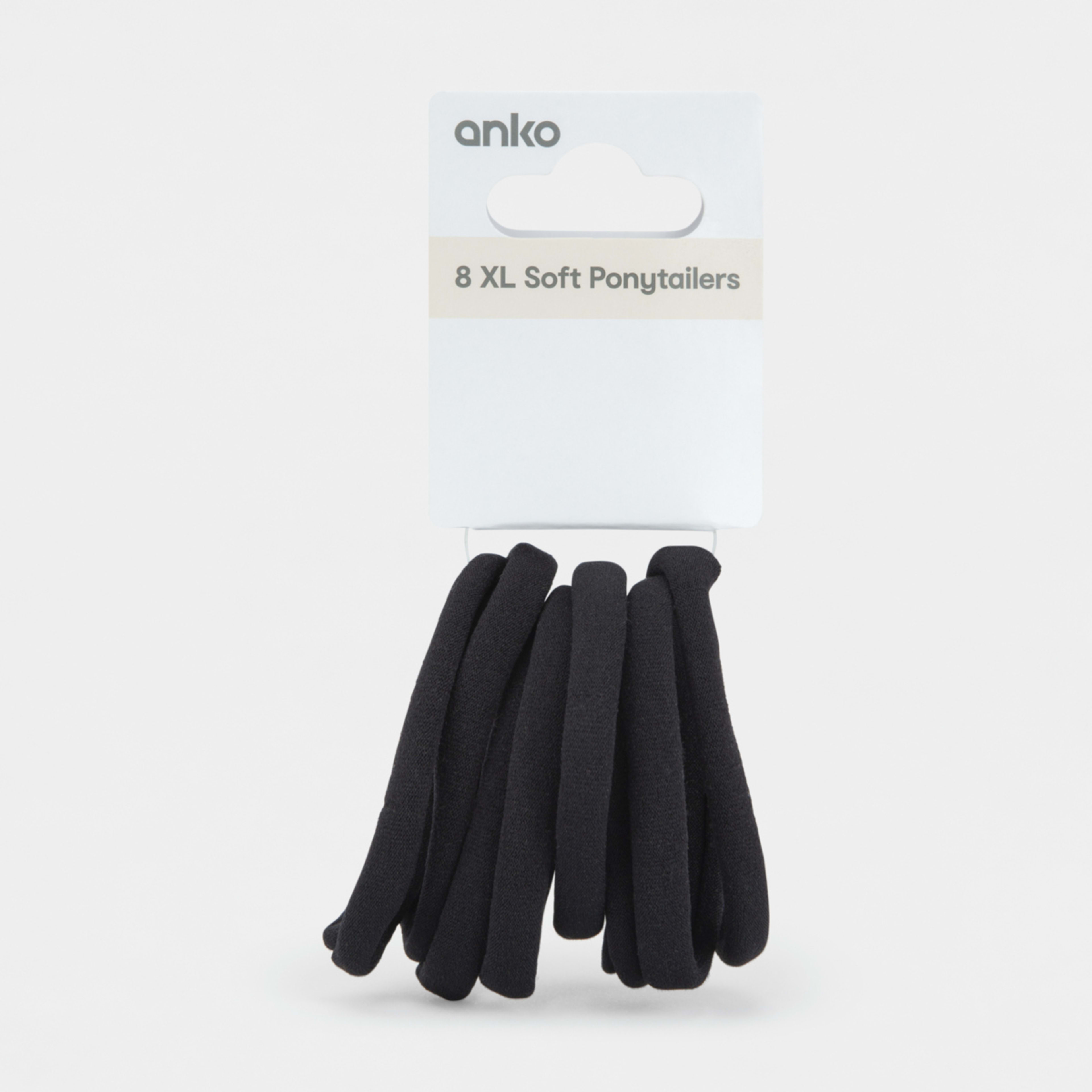 8 Pack Extra Large Soft Ponytailers - Black - Kmart