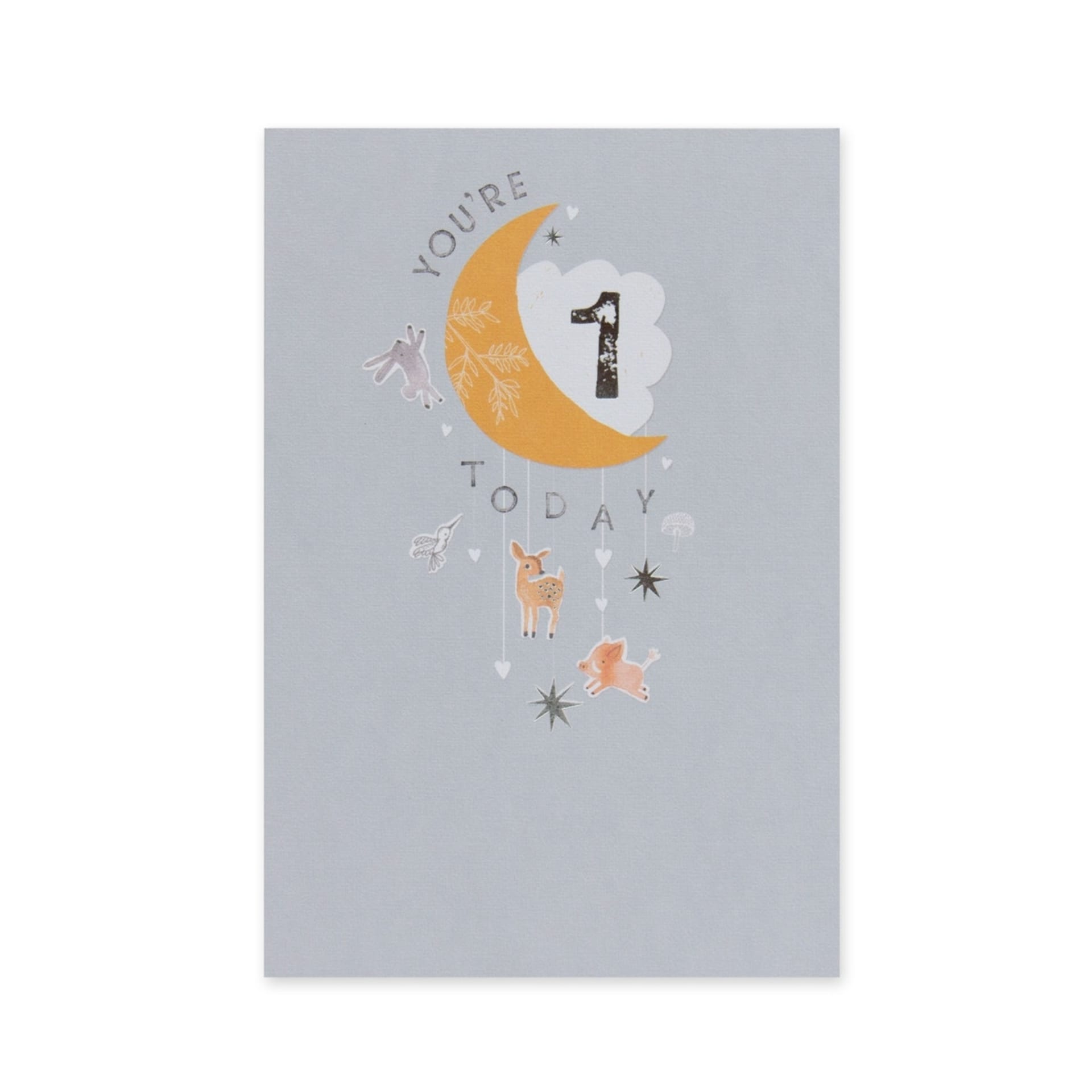 Connections from Hallmark 1st Birthday Card - Woodland Moon Mobile - Kmart