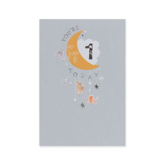 Connections from Hallmark 1st Birthday Card - Woodland Moon Mobile - Kmart