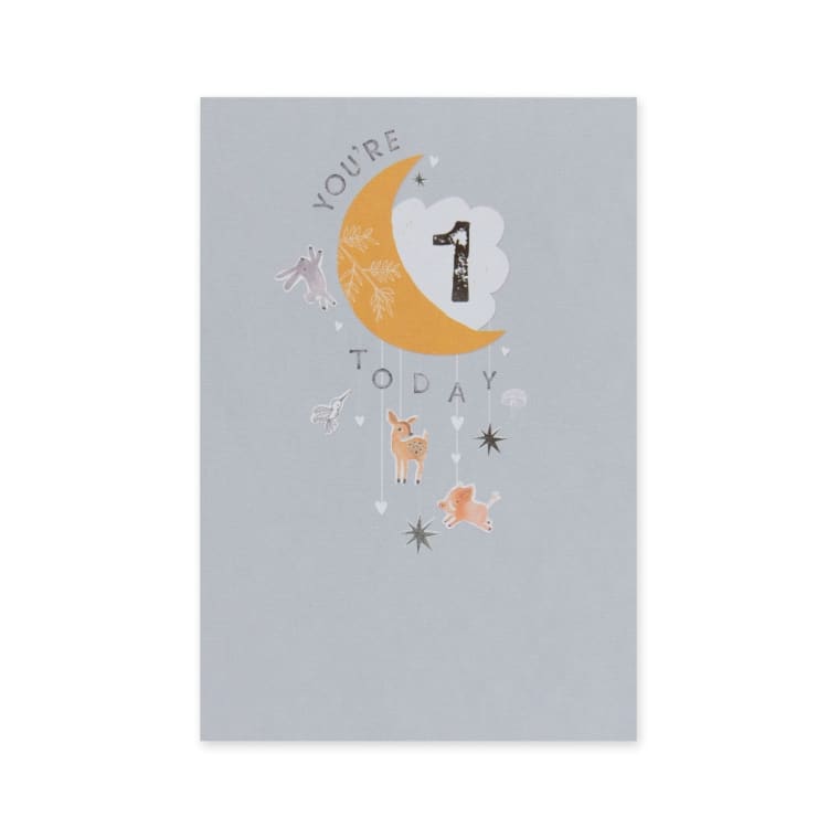 Connections from Hallmark 1st Birthday Card - Woodland Moon Mobile - Kmart