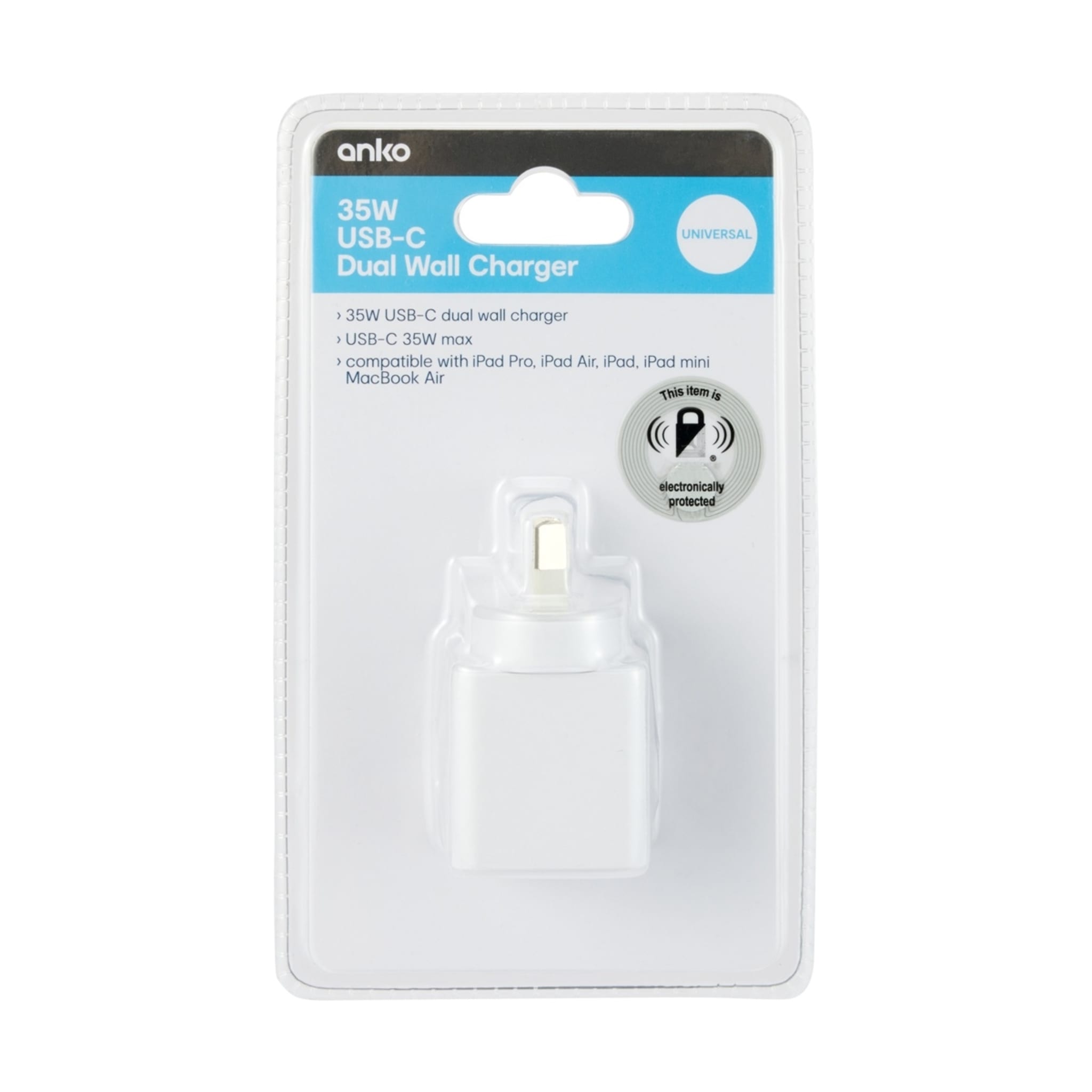 35W USB-C Dual Wall Charger - White - Kmart