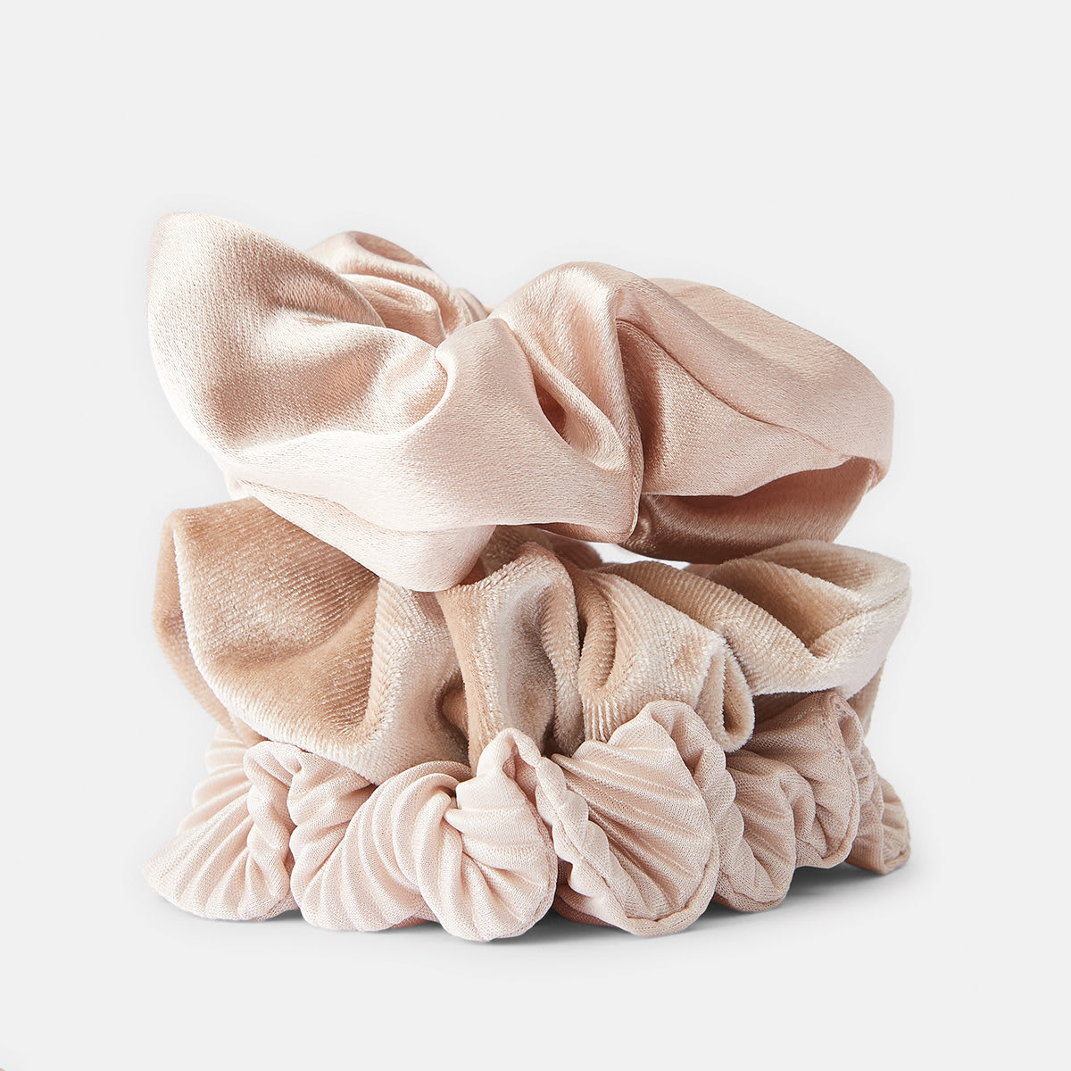 3 Pack Textured Hair Scrunchies - Beige - Kmart