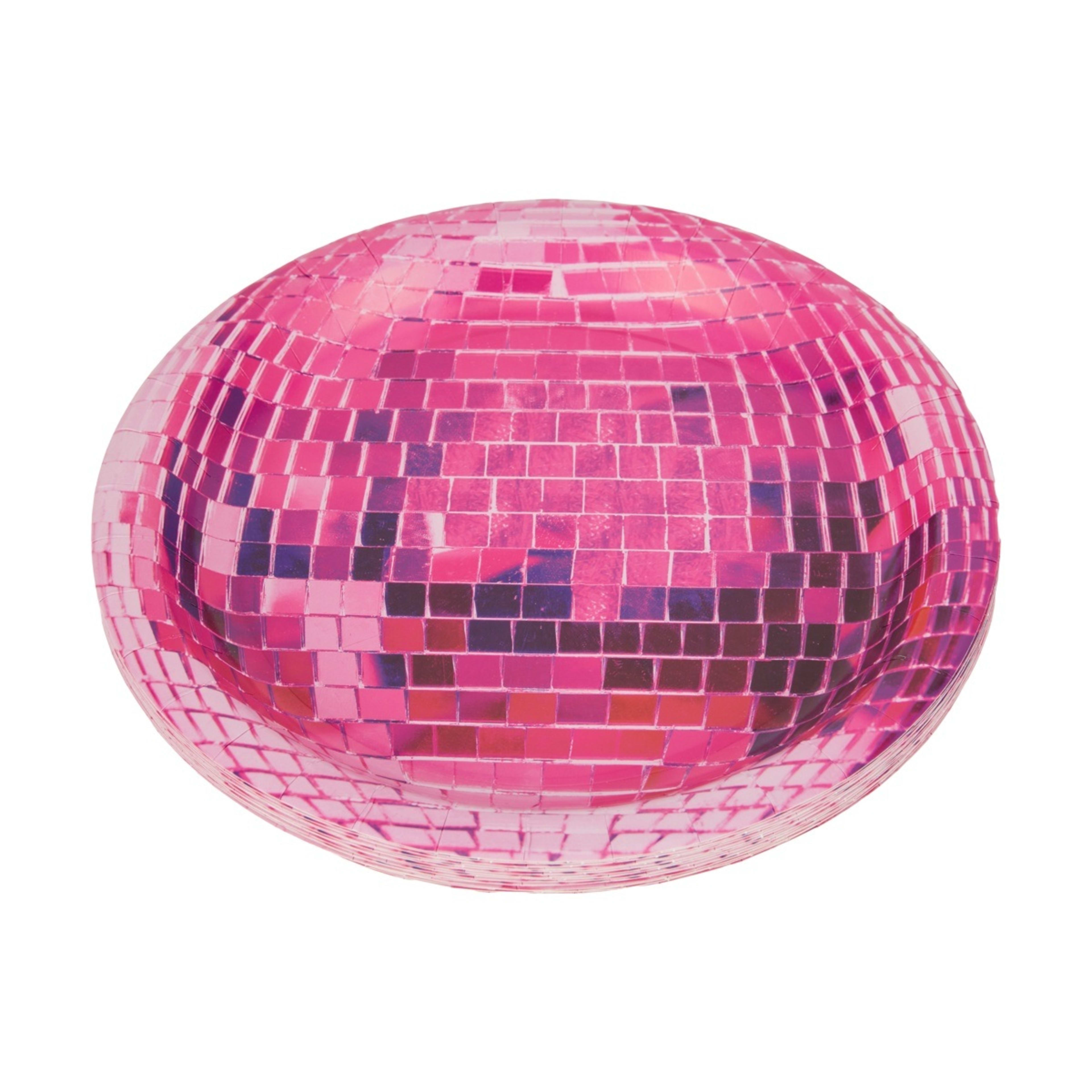 16 Piece Pink Disco Ball Paper Plates - Kmart