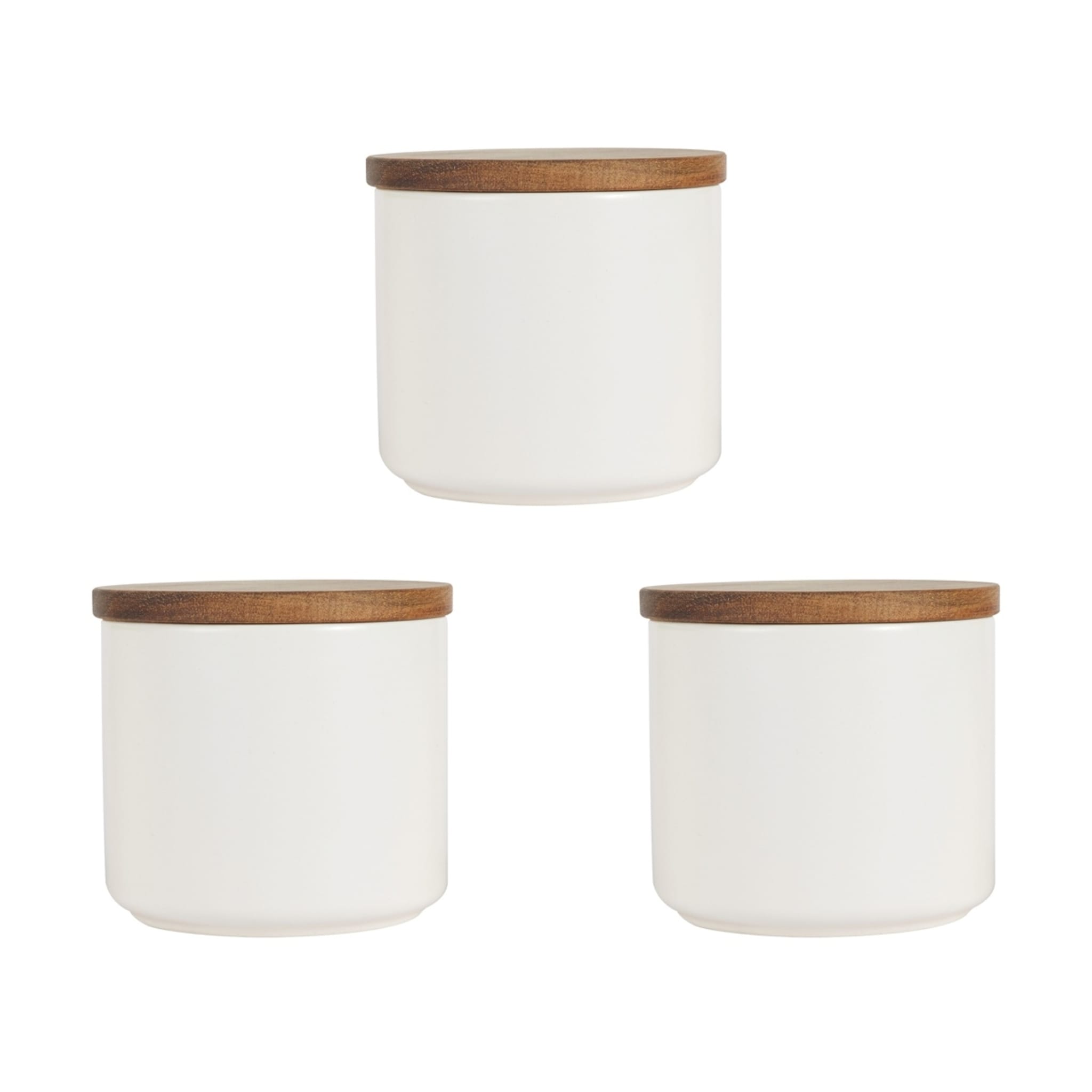 Set of 3 Off White Canisters with Acacia Lids - Kmart
