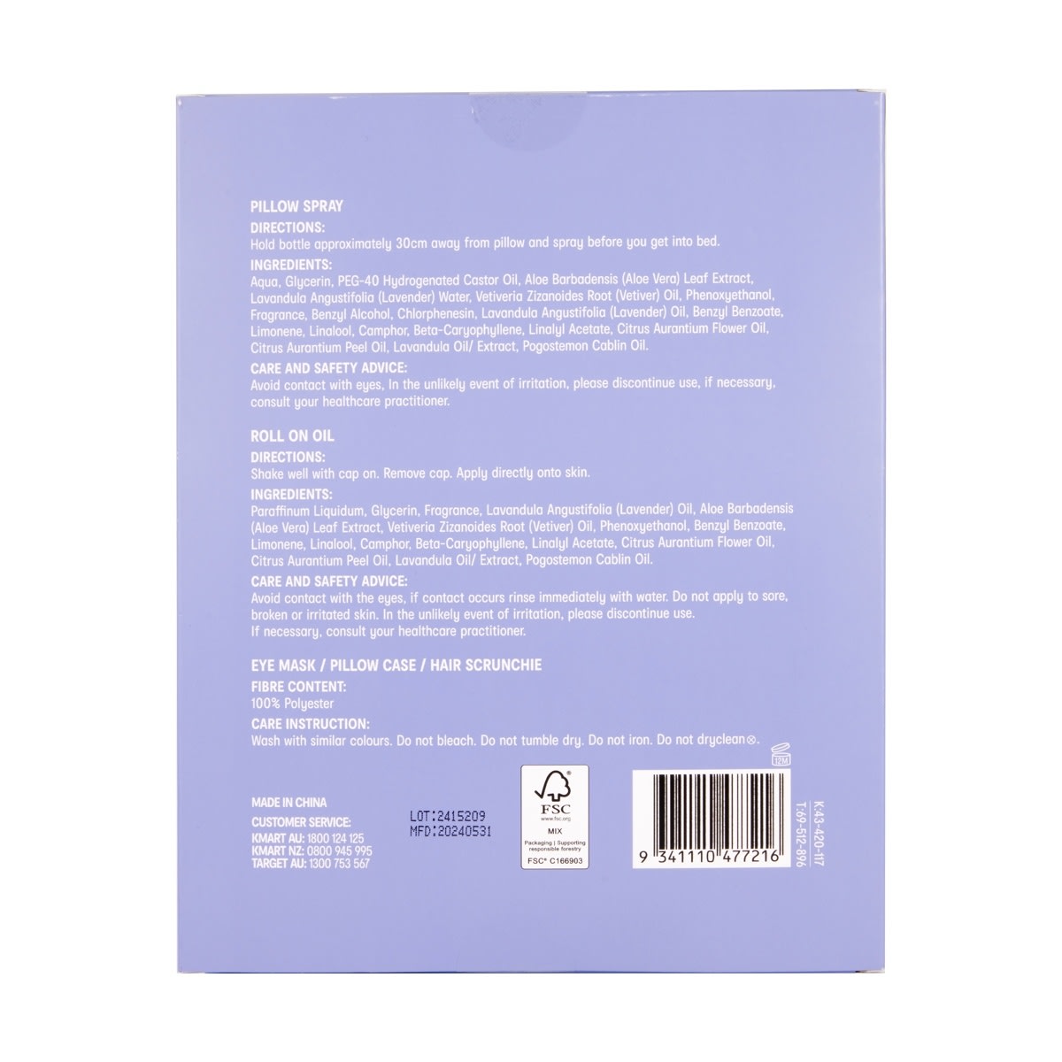 OXX Bodycare Sleep Gift Pack - Kmart