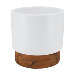 White Planter with Timber Base - Kmart