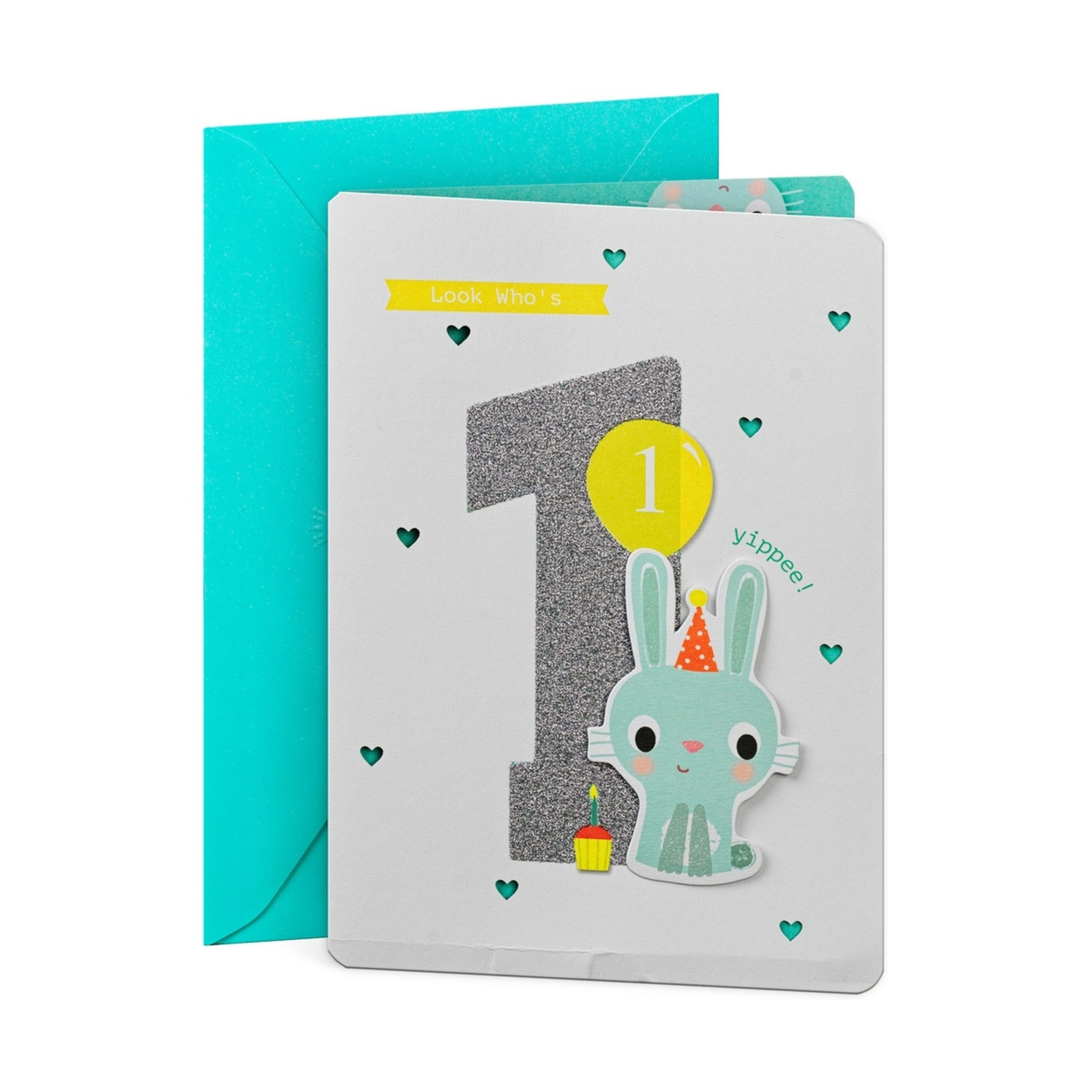 Hallmark 1st Birthday Card - Green Bunny - Kmart
