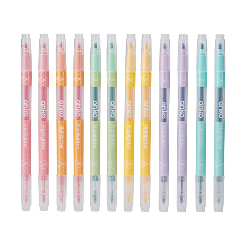 12 Pack Dual Tip Highlighters - Kmart