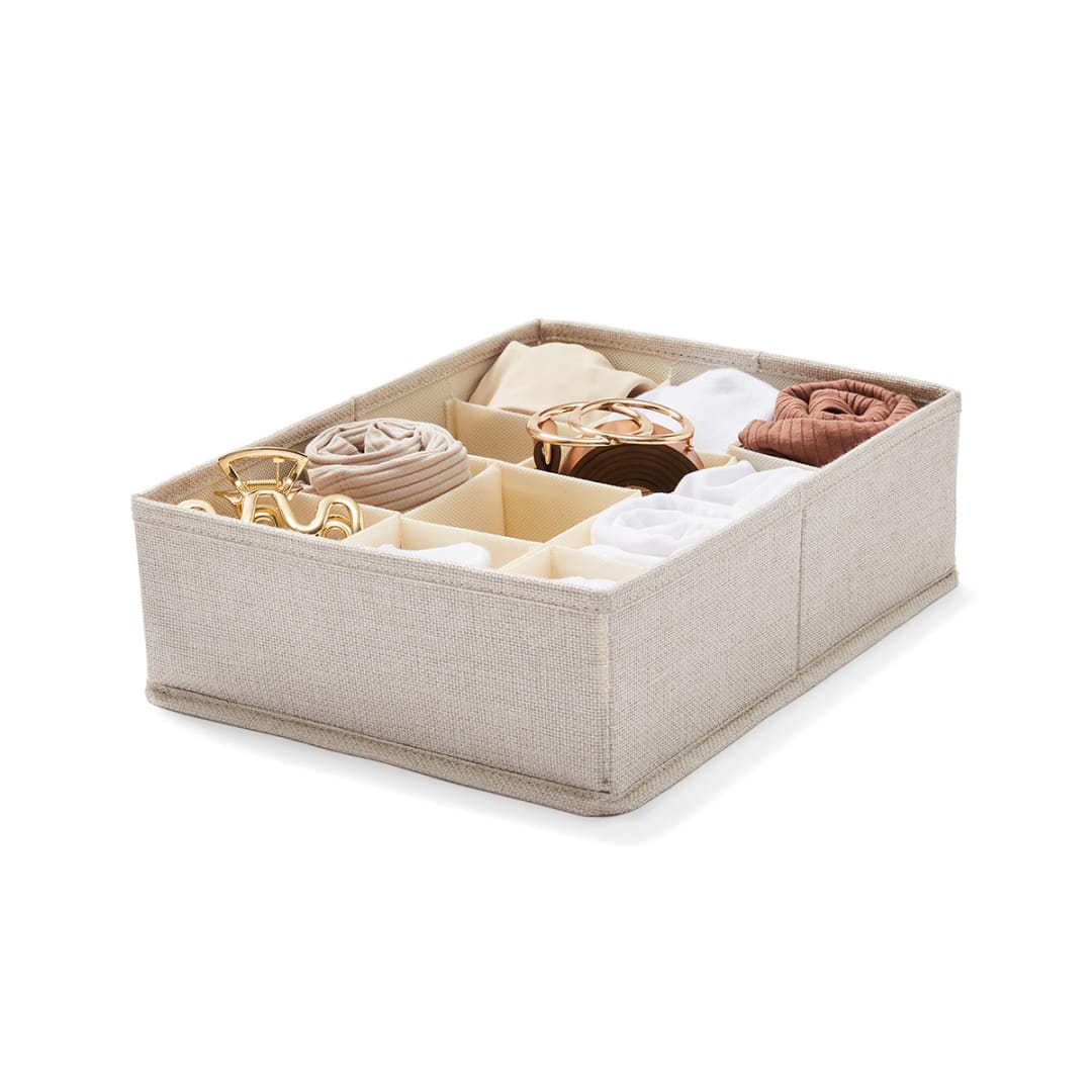 12 Grids Linen Look Adjustable Drawer Organiser - Kmart