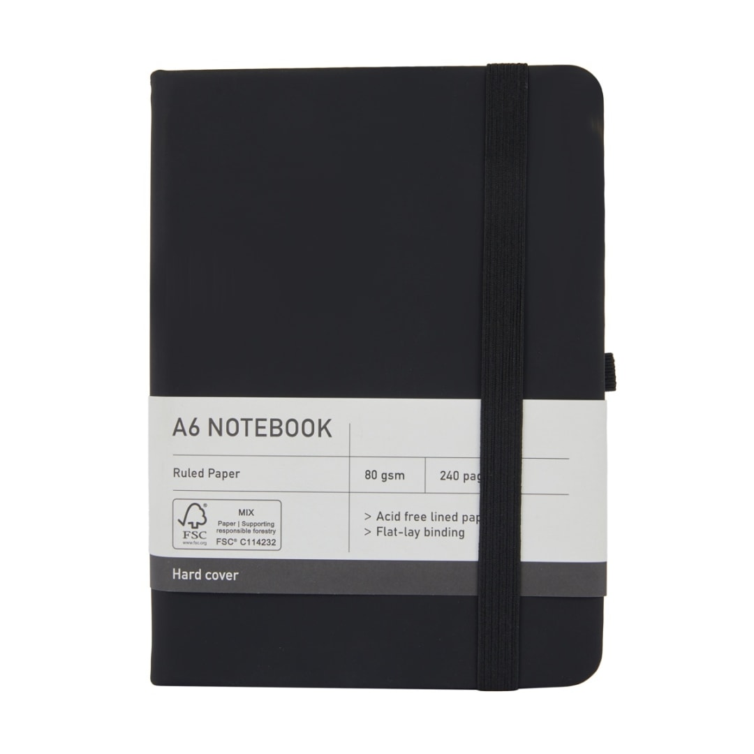 A6 Notebook - Black - Kmart