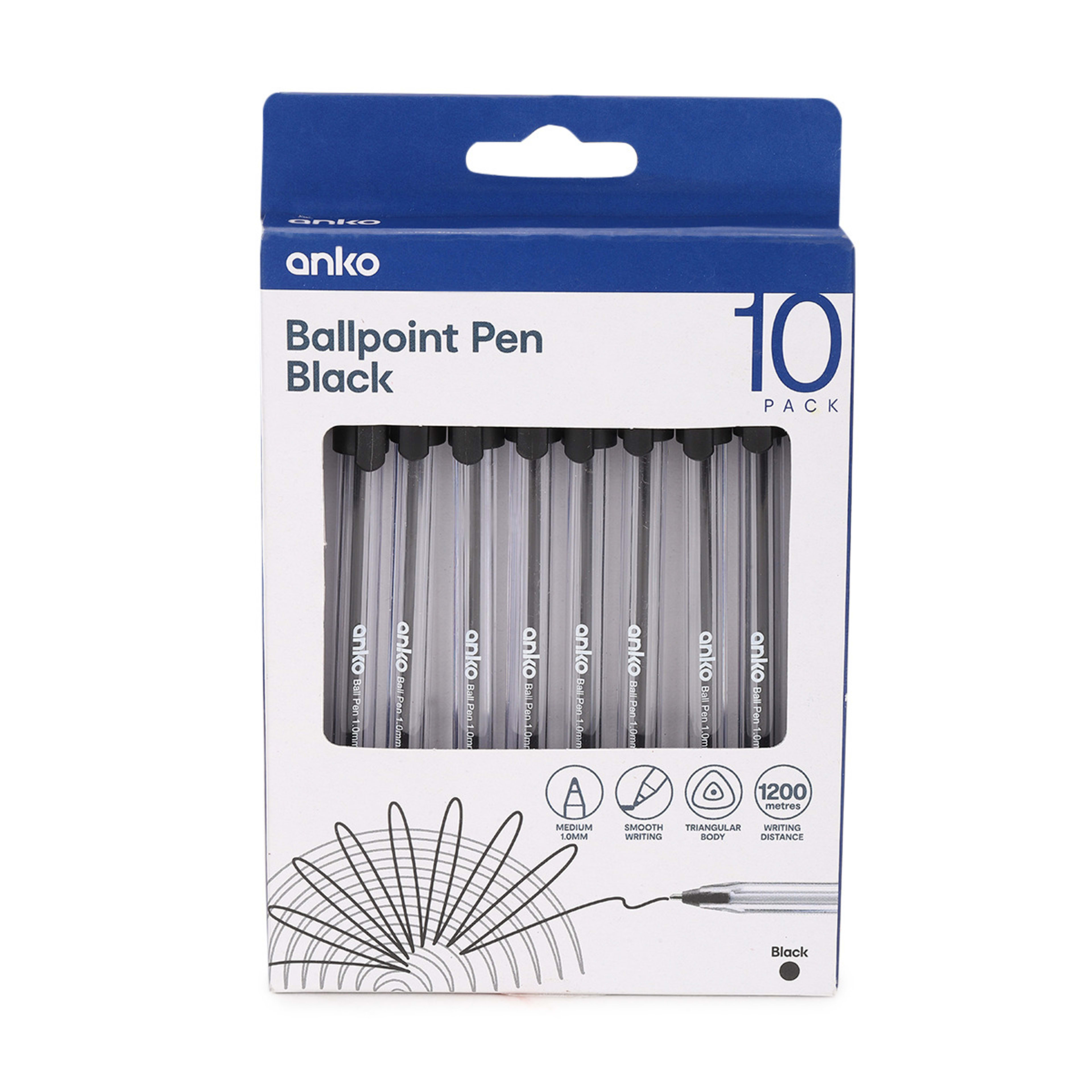 10 Pack Ballpoint Pens - Black - Kmart NZ