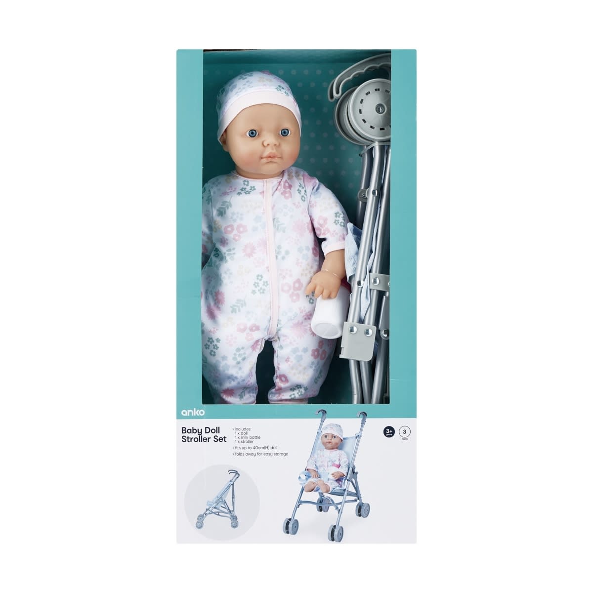 3 Piece Baby Doll Stroller Set - Kmart