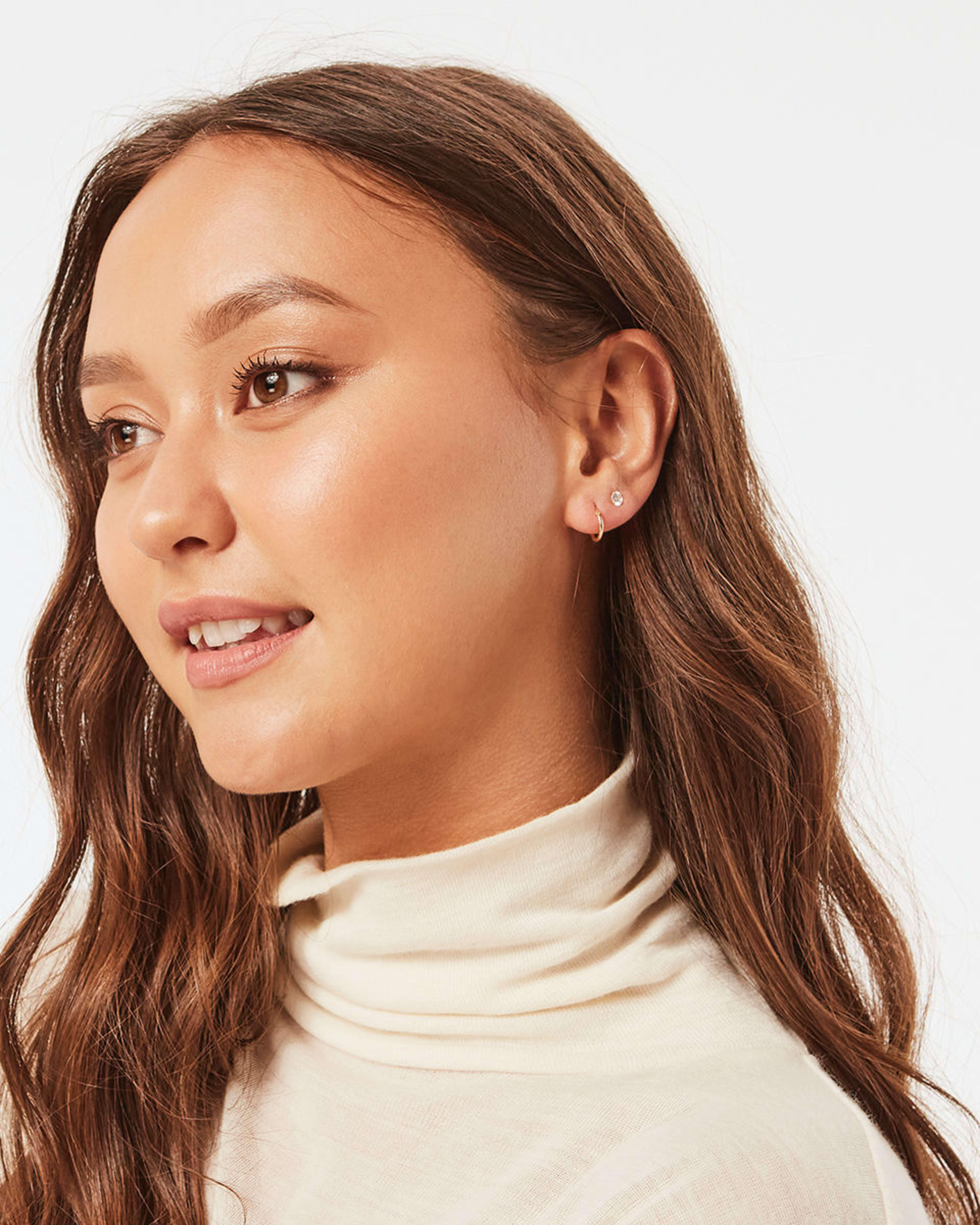 2 Pack Gold Plated Sterling Silver Stud and Hoop Earrings - Kmart