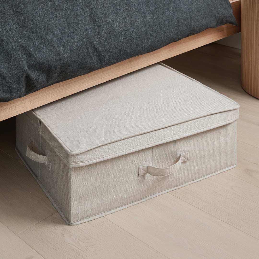 Linen Look Underbed Storage Box - Beige - Kmart