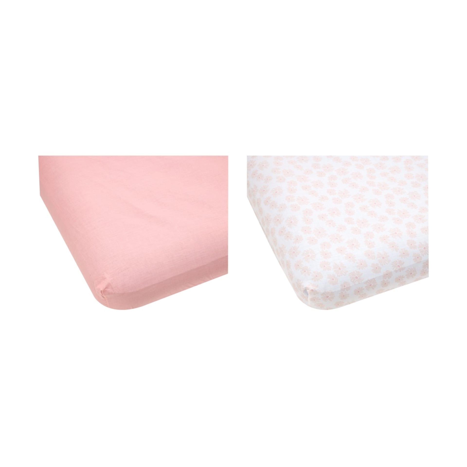 2 Pack Cotton Fitted Cot Sheets - Pink and Scribble Daisy - Kmart