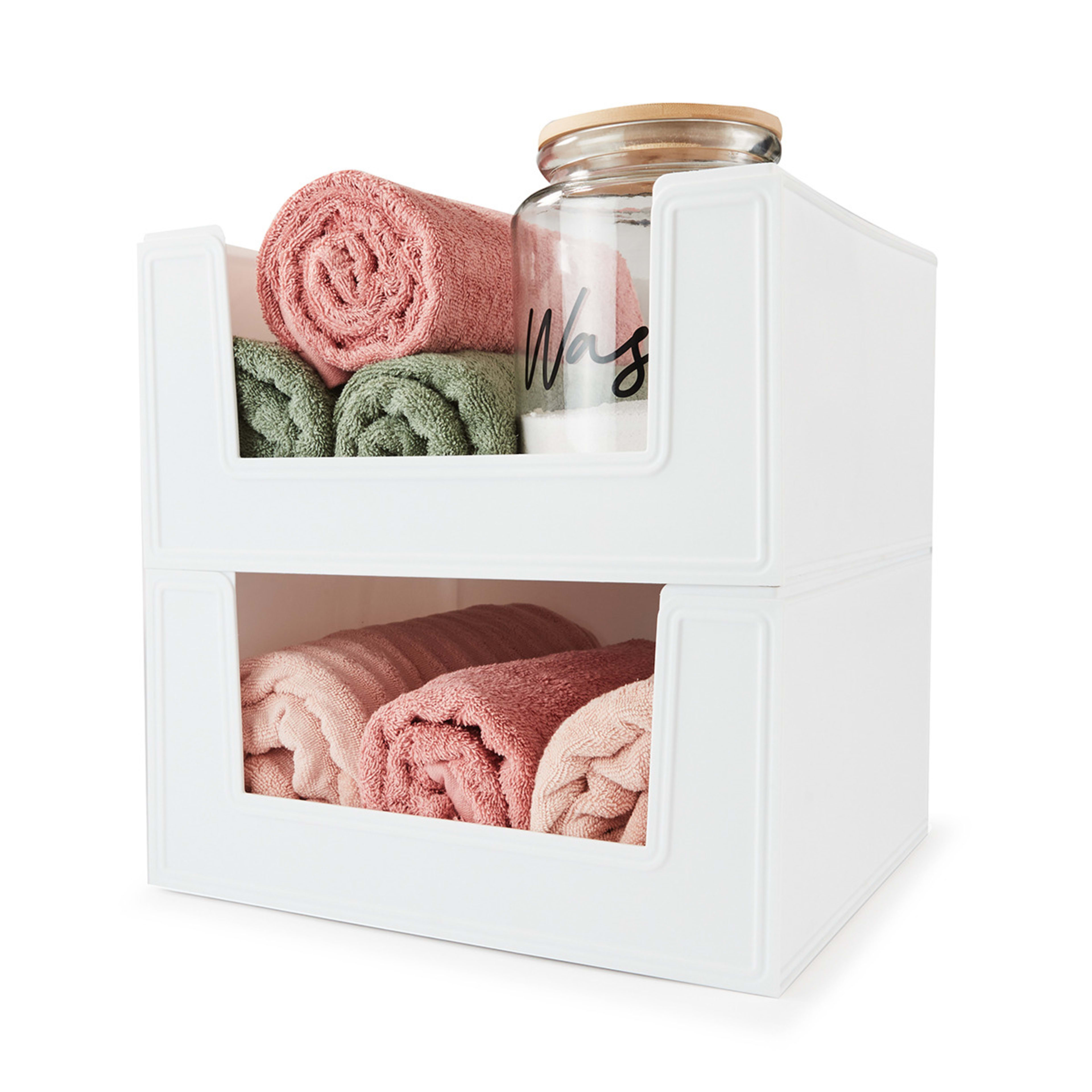 28.5L Modular Open Front Stackable Bin - White - Kmart NZ