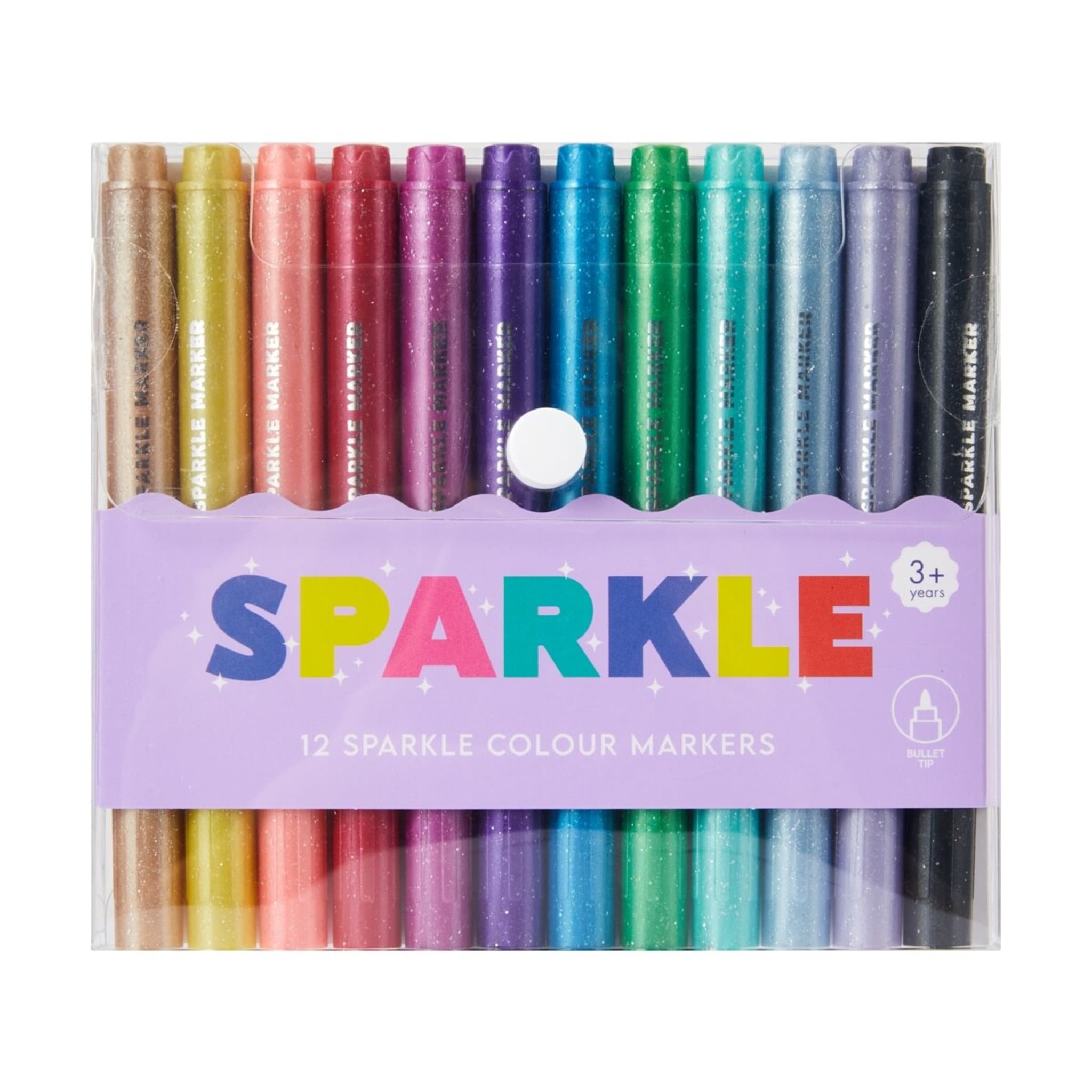 12 Pack Sparkle Colour Markers - Kmart