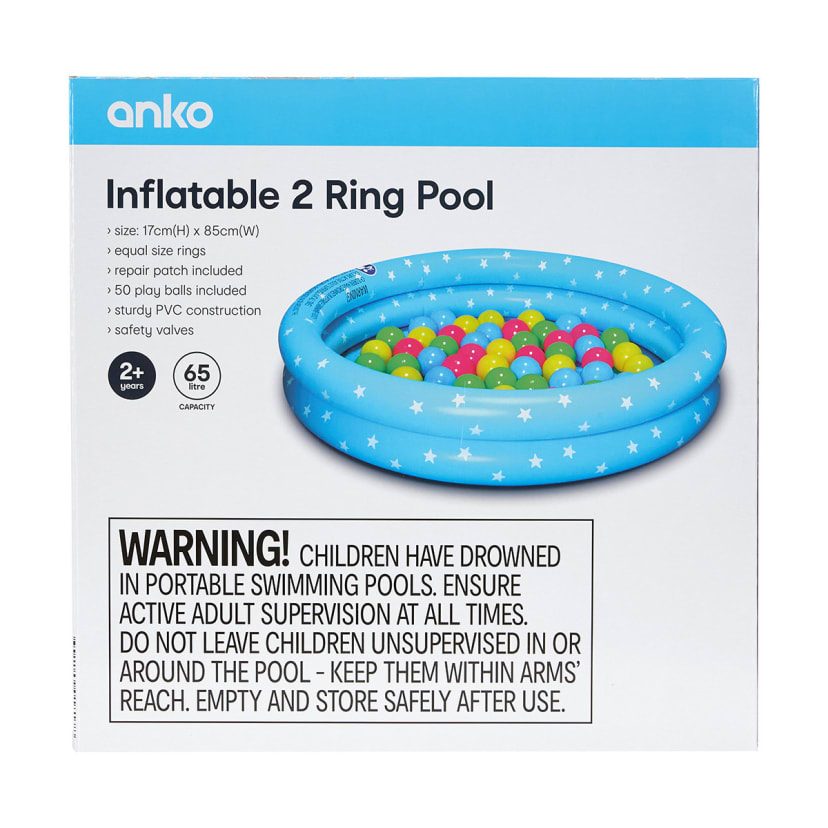 Inflatable 2 Ring Pool - Kmart