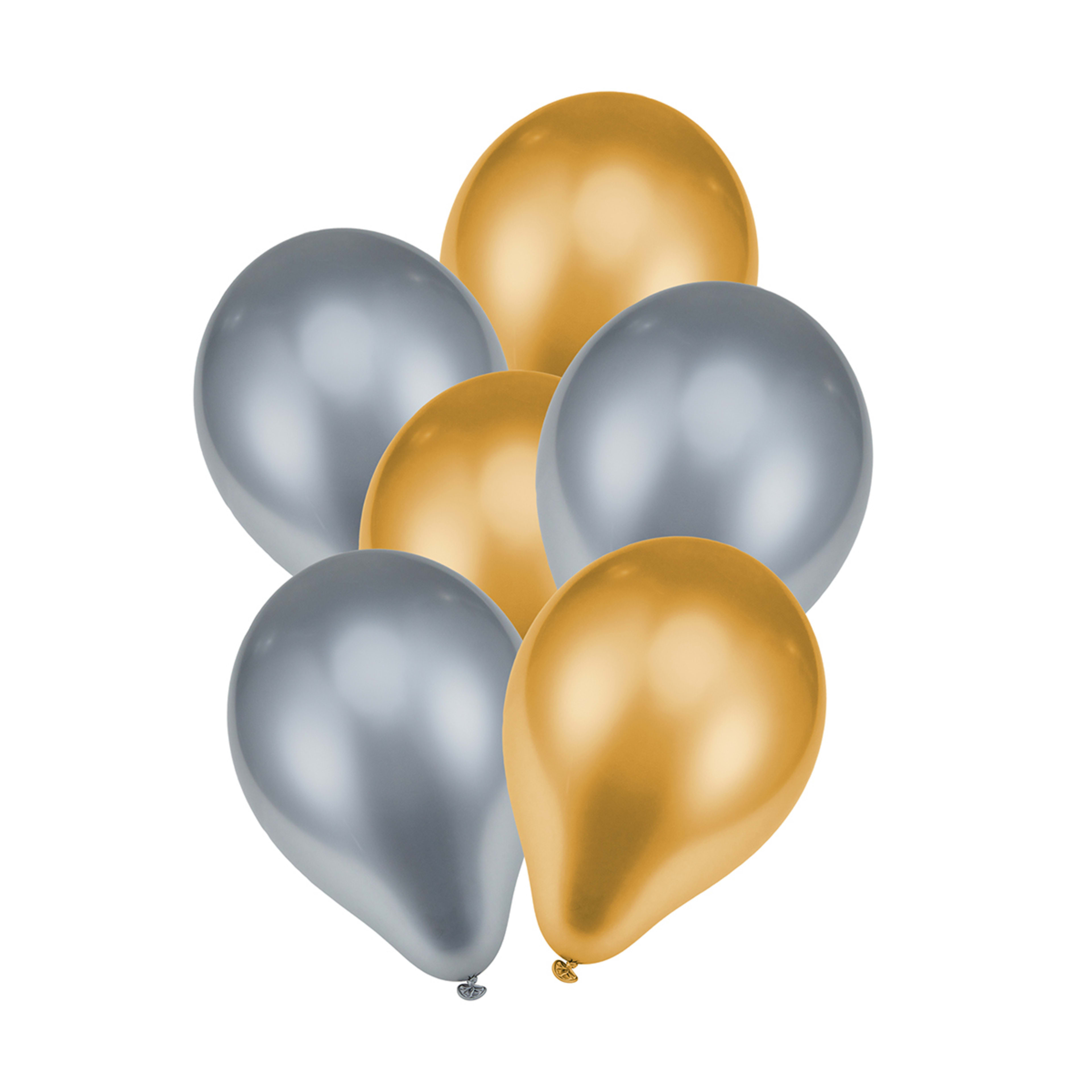 12 Piece Gold and Silver Chrome Balloons - Kmart