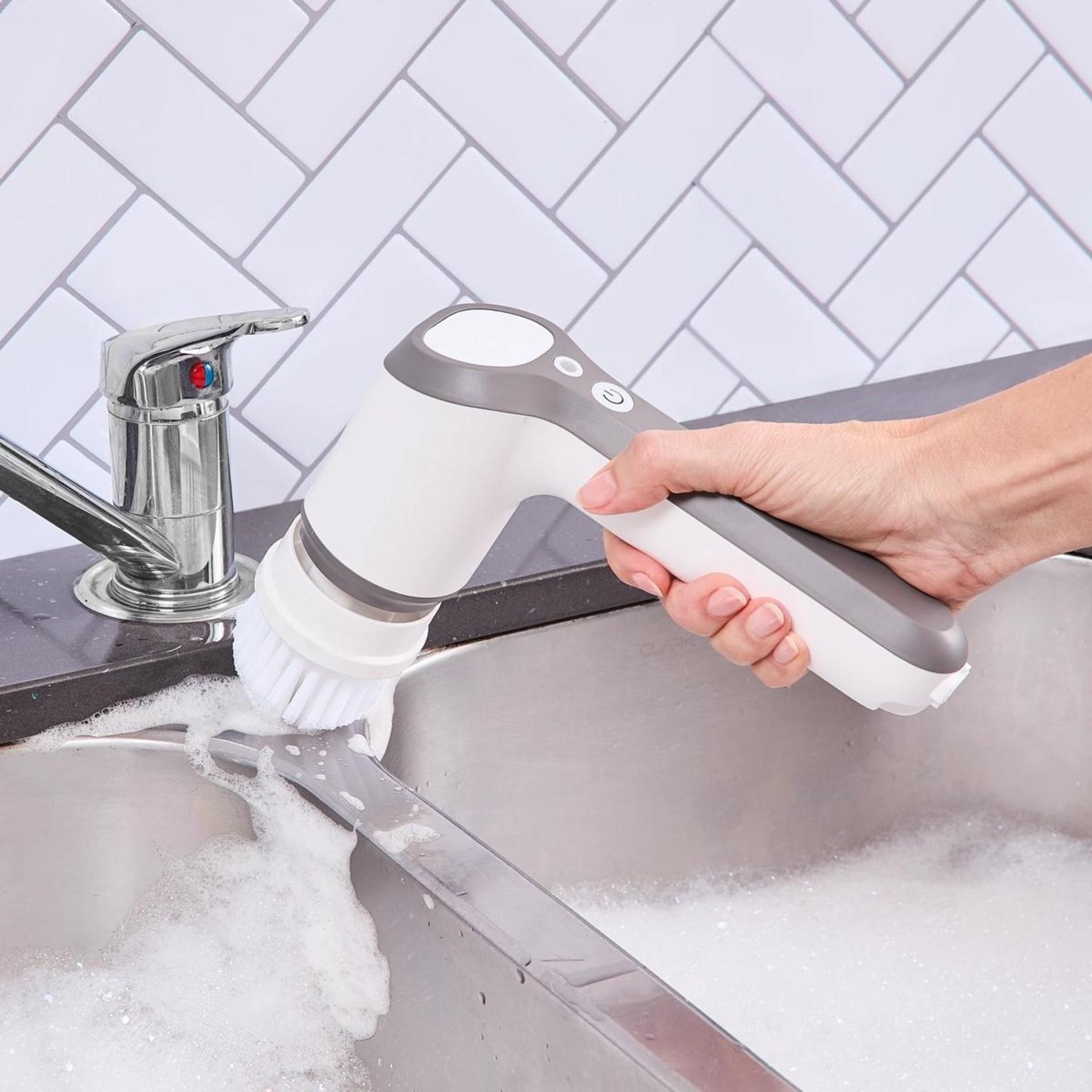 Rechargeable Handheld Scrubber - Grey and White - Kmart NZ