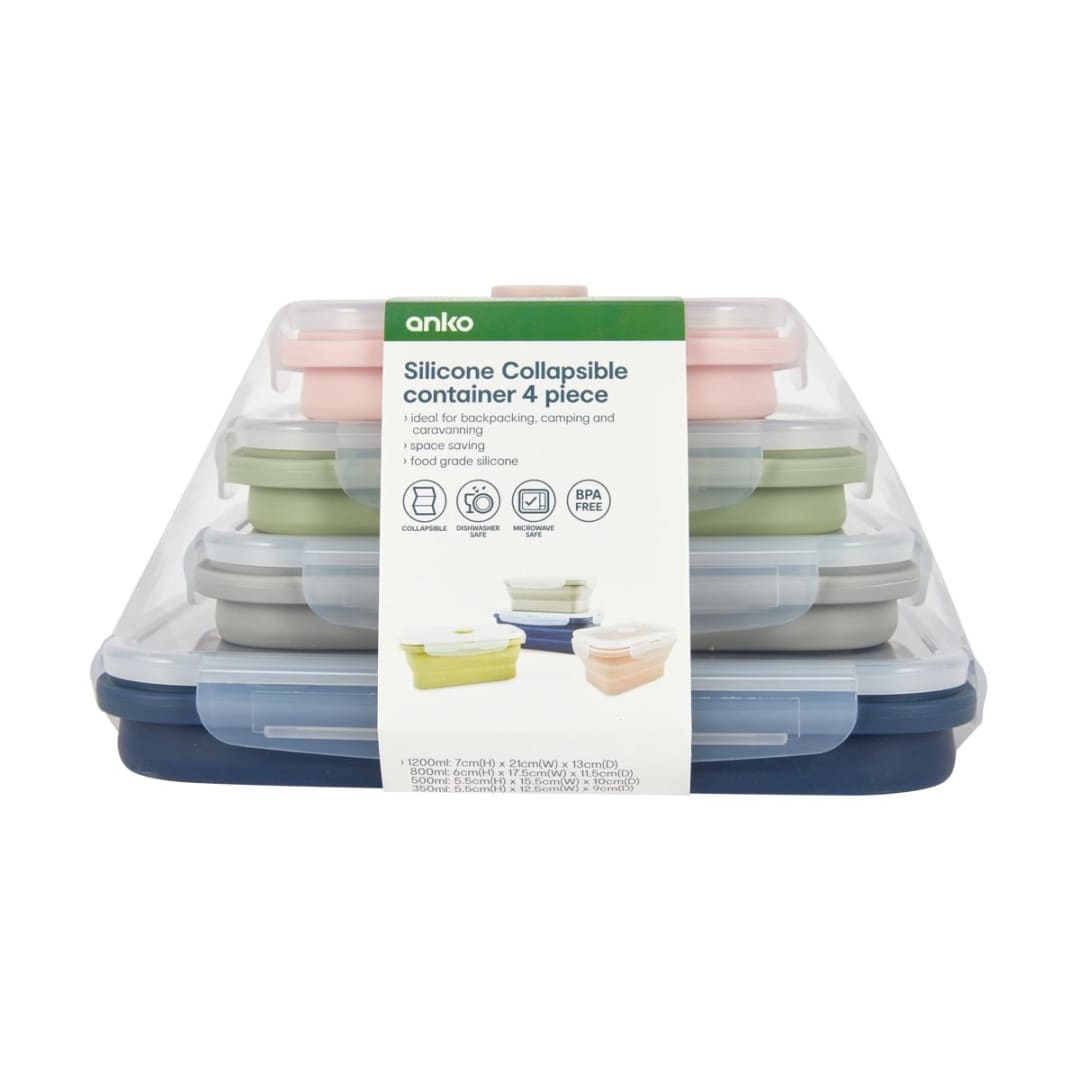 4 Piece Silicone Collapsible Container - Kmart