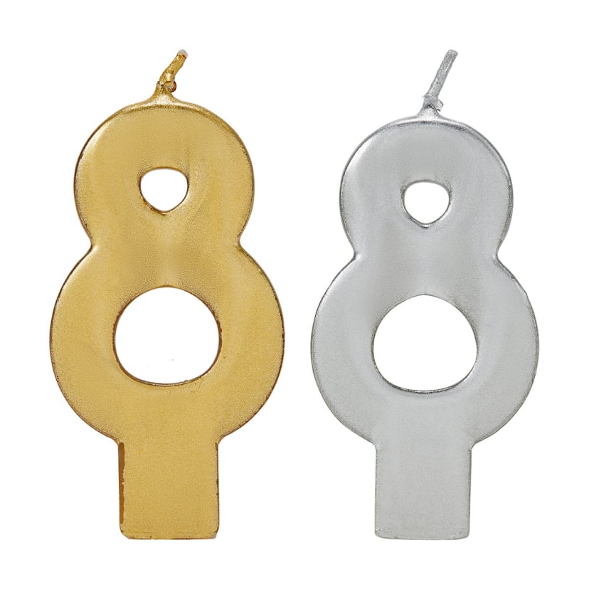 Metallic Candle Number 8 - Assorted - Kmart