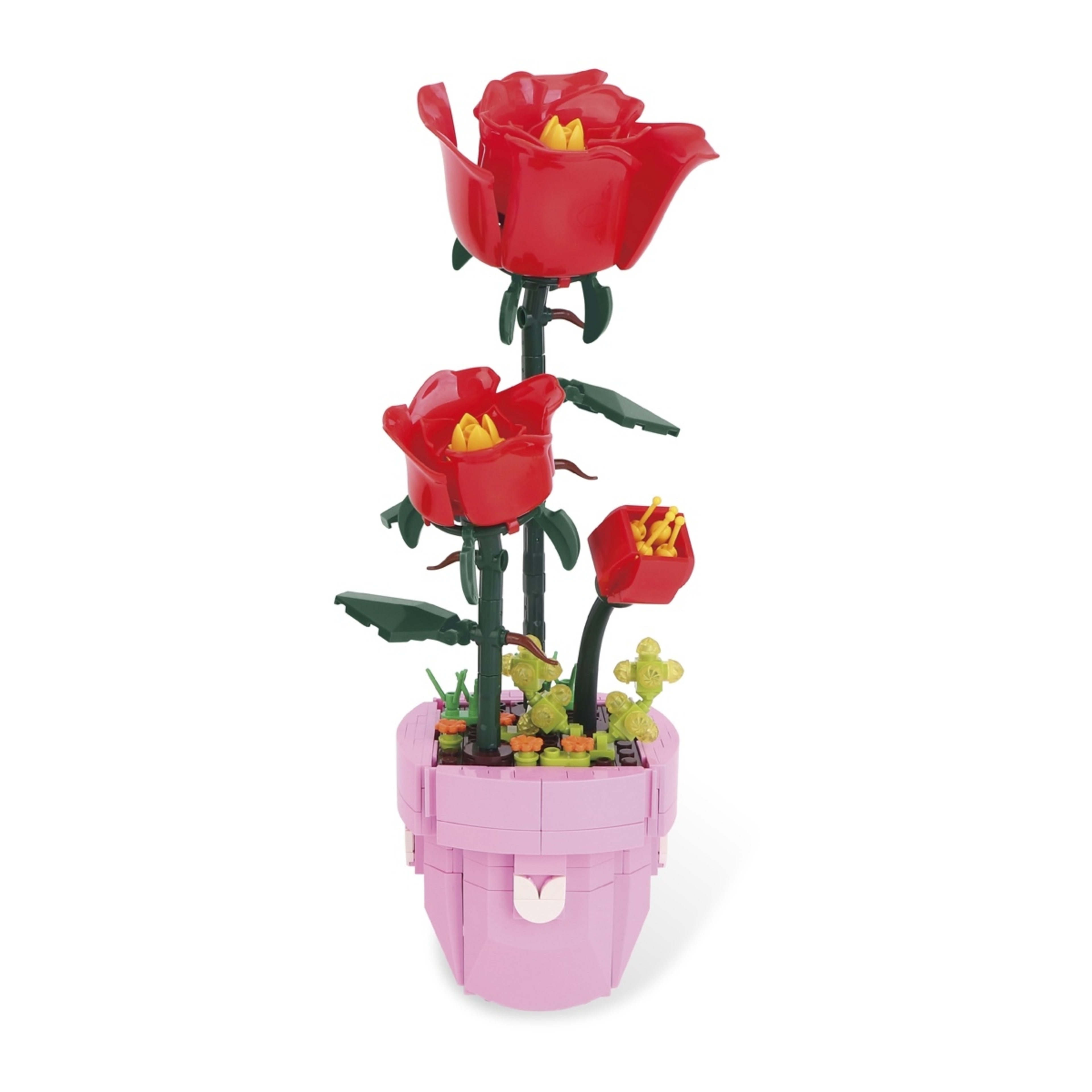 347 Piece Mini Blocks Flower Series: Red Rose Pot - Kmart