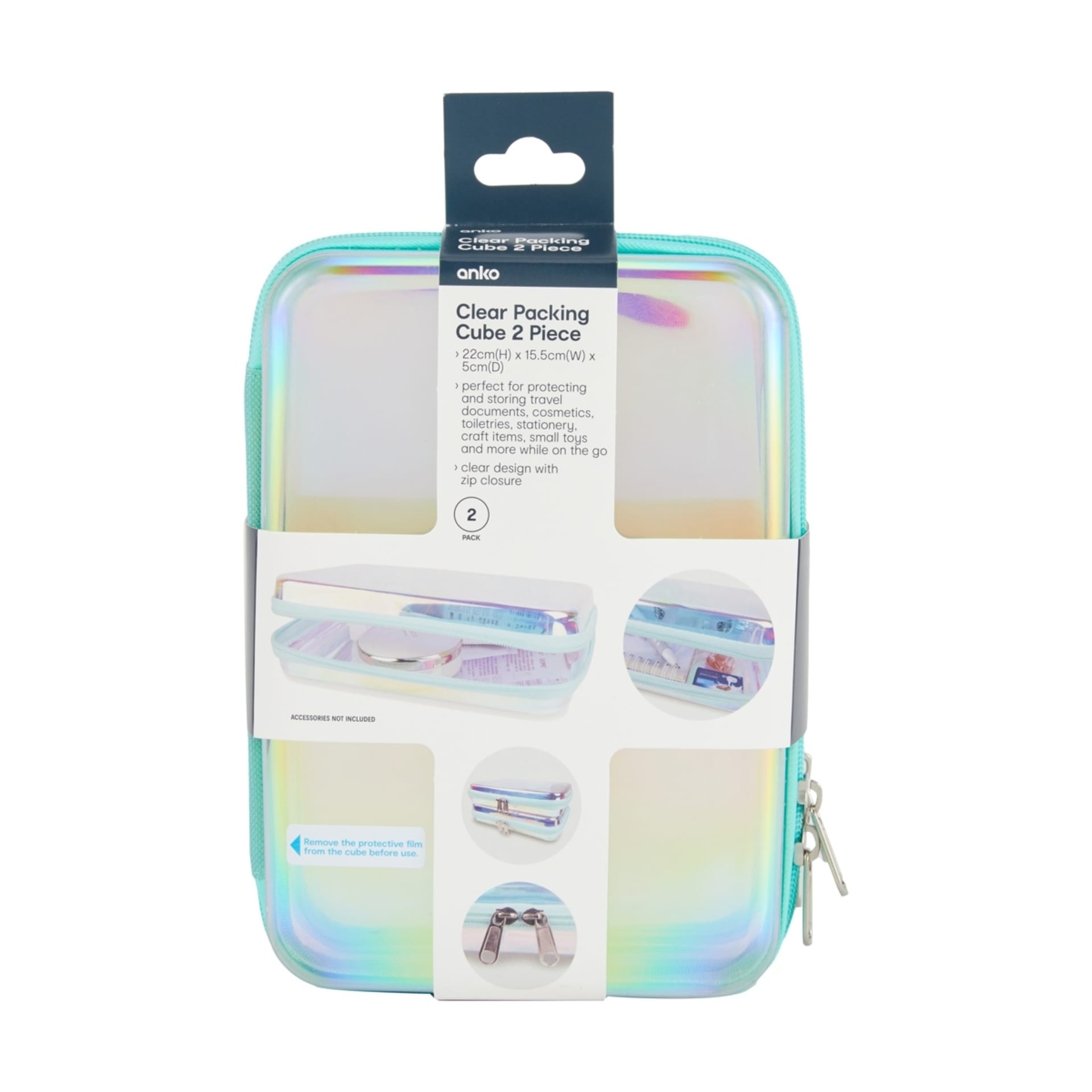 2 Pack Clear Packing Cubes - Iridescent - Kmart NZ