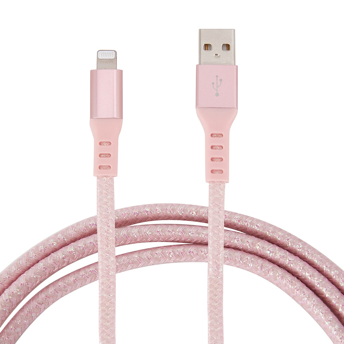 USB Lightning Metal Cable 1m - Pink - Kmart