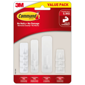 10 Pack 3M Command Adhesive Hooks Basic Mixed Value Pack - White - Kmart