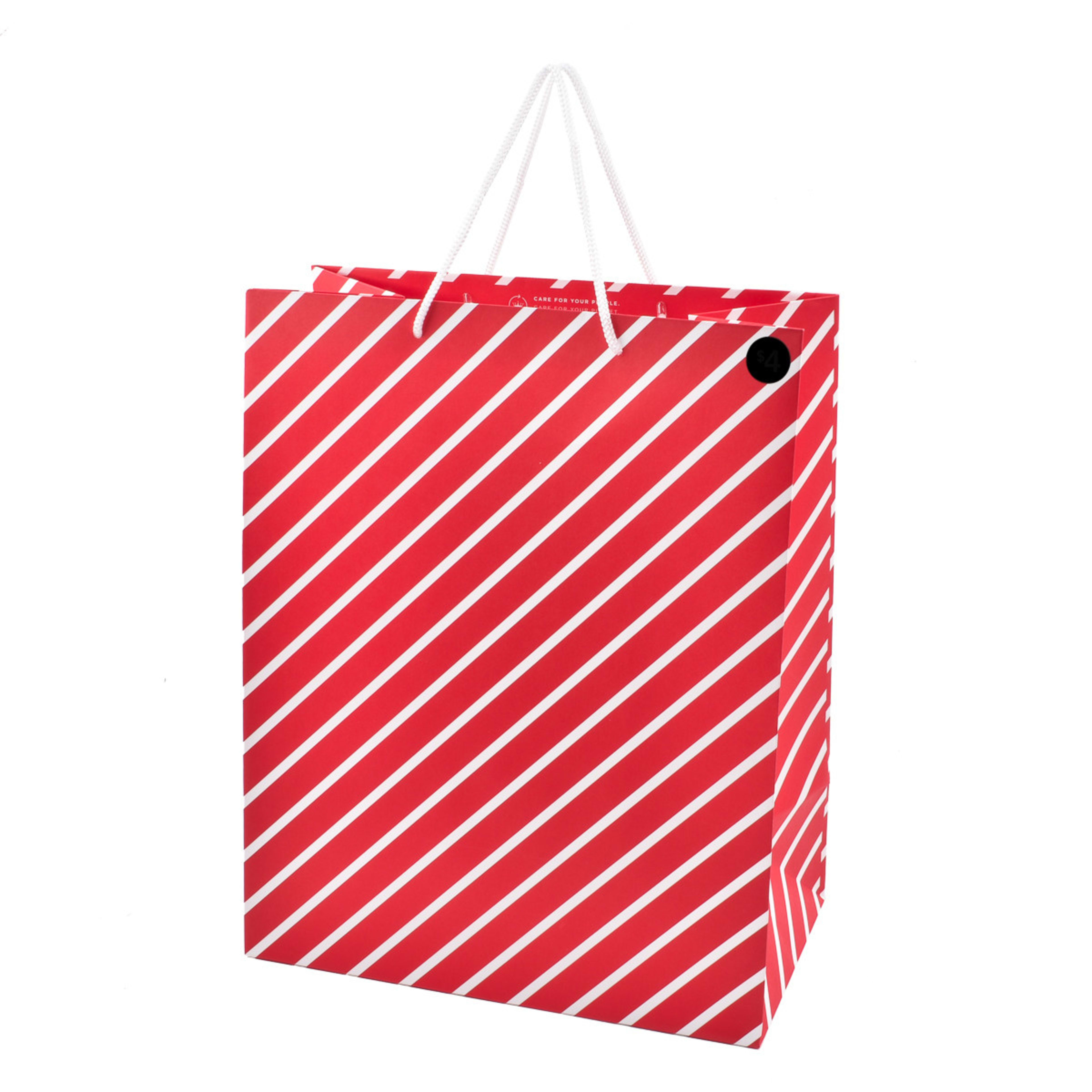 Hallmark Large Red Diagonal White Stripe Gift Bag - Kmart