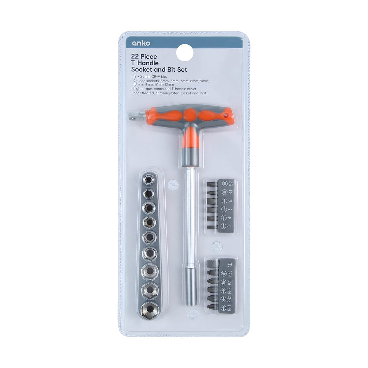 22-Piece T Handle Socket and Bit Set - Kmart