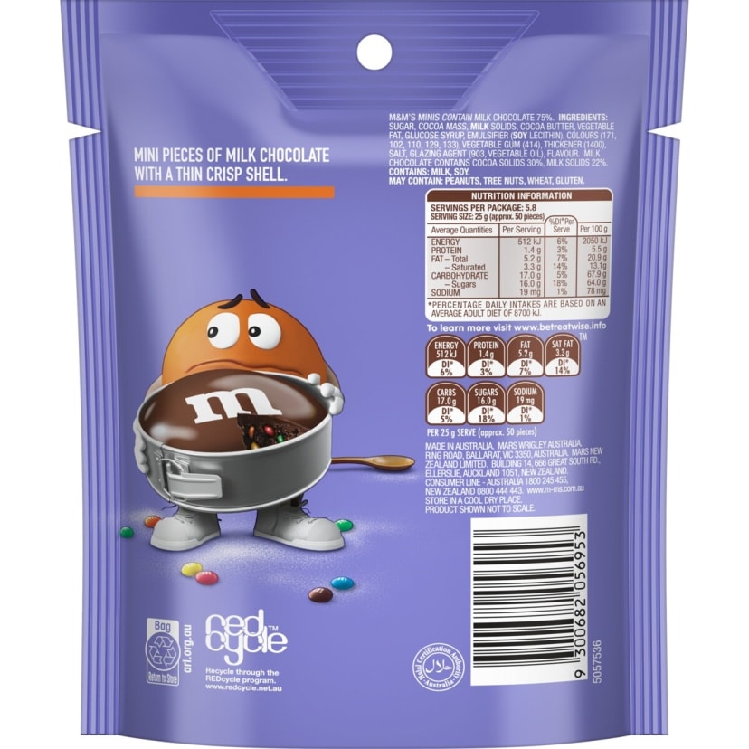 M&M's Minis Milk Chocolate Snack and Share Bag 145g - Kmart