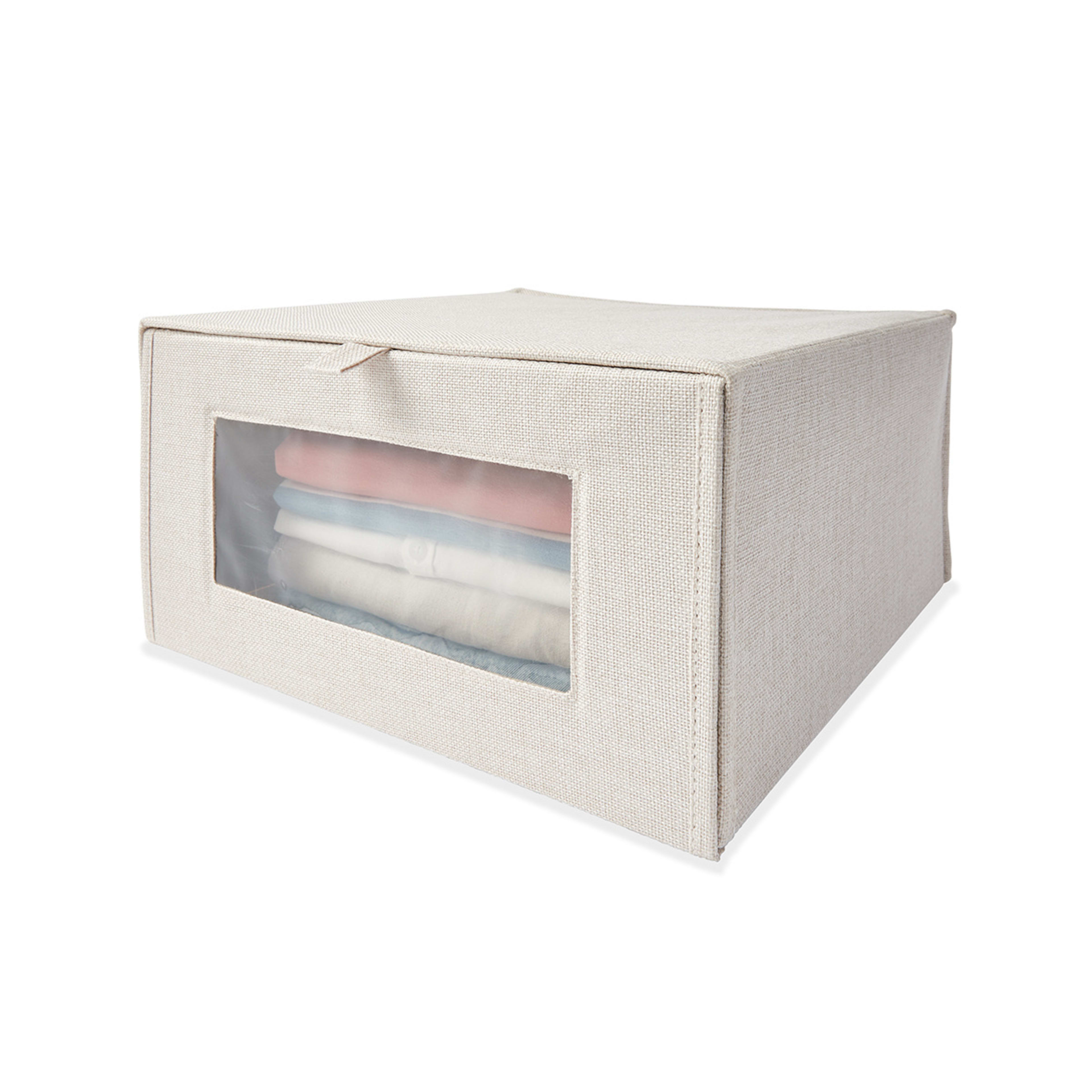 Linen Look Clothing Storage Box - Beige - Kmart
