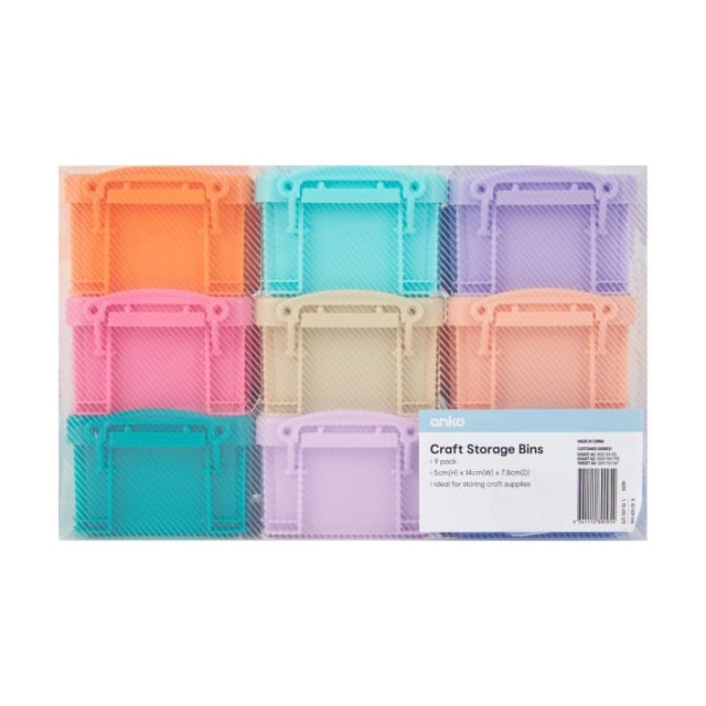 9 Pack Craft Storage Bins - Kmart