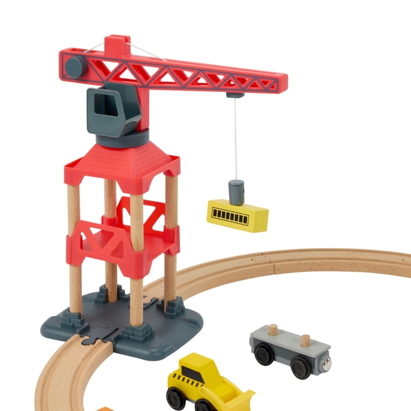 52 Piece Wooden Construction Train Set - Kmart