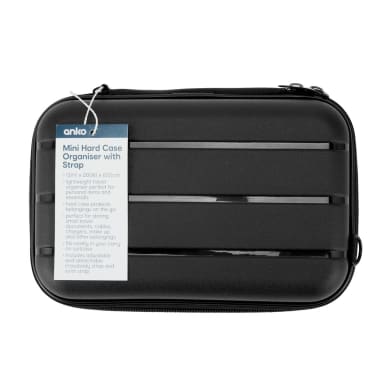 Mini Hard Case Organiser with Strap - Black - Kmart