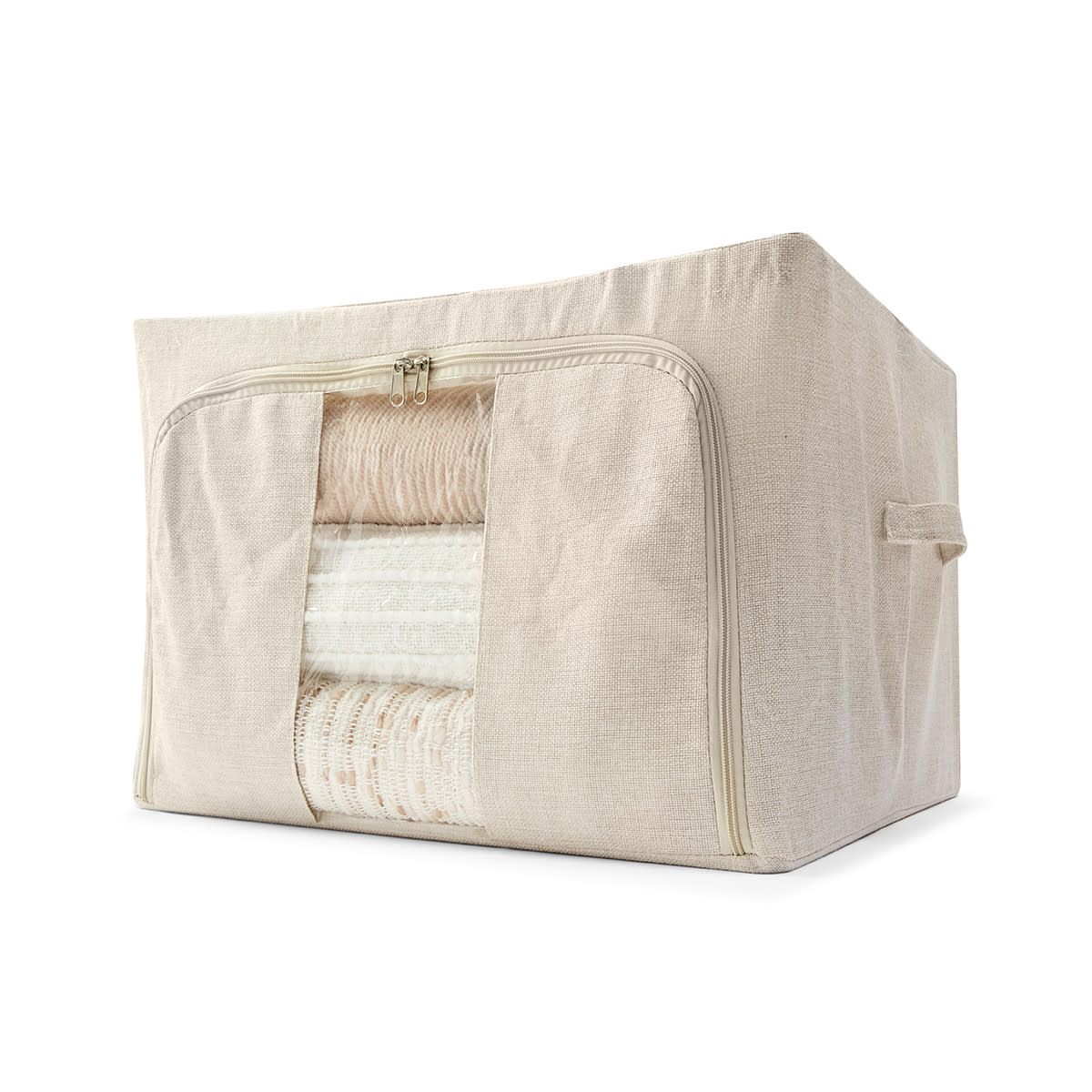 Linen Look Collapsible Box with Window - Large, Beige - Kmart