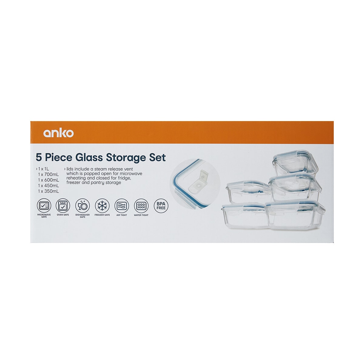 5 Piece Glass Storage Set - Kmart