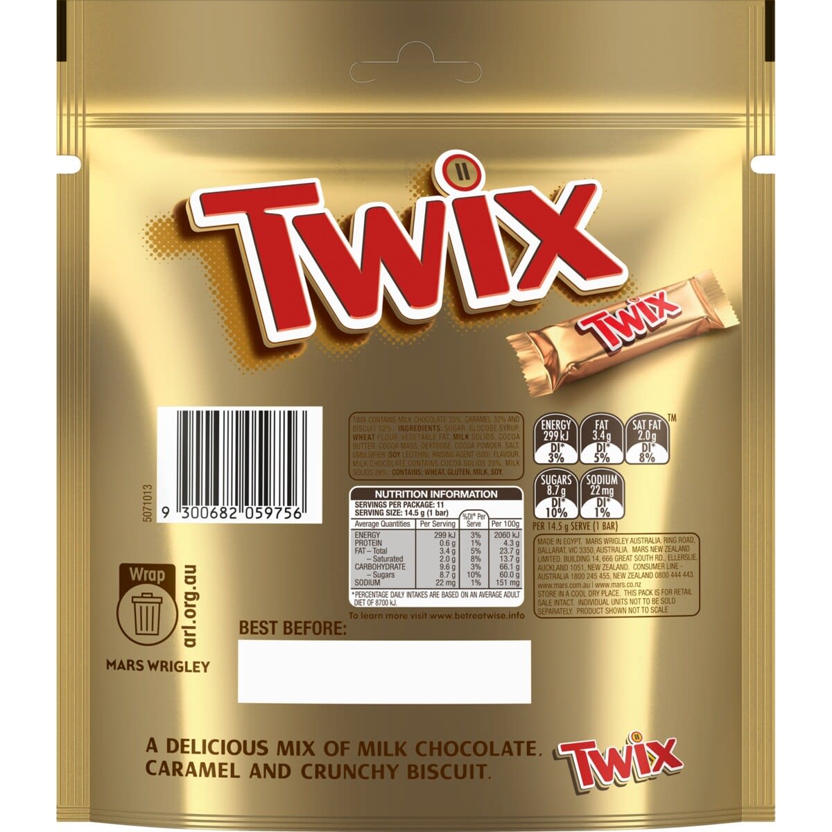 11 Piece Twix Fun Size Share Pack 159g - Kmart