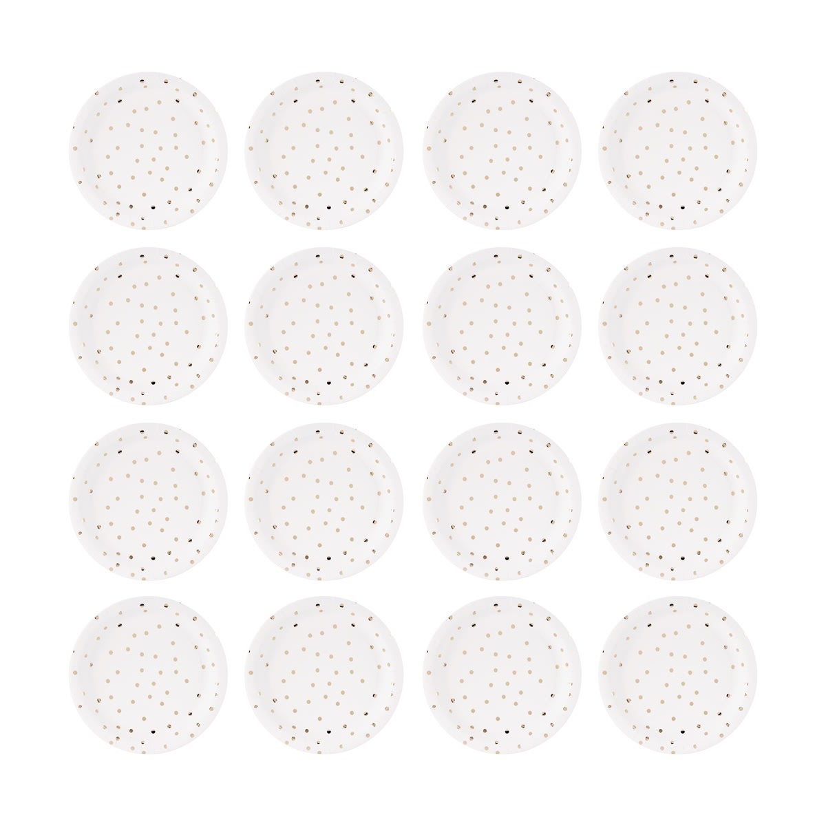 16 Piece Gold Foil Dot Paper Plates - Kmart