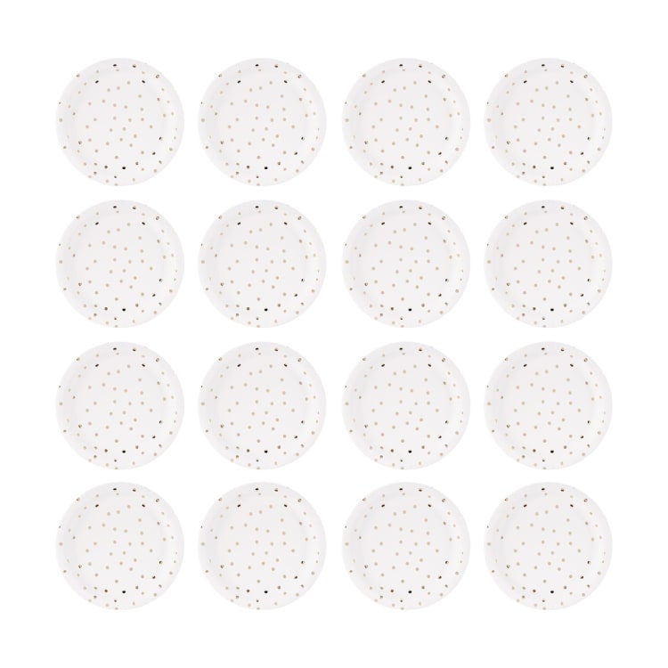 16 Piece Gold Foil Dot Paper Plates - Kmart