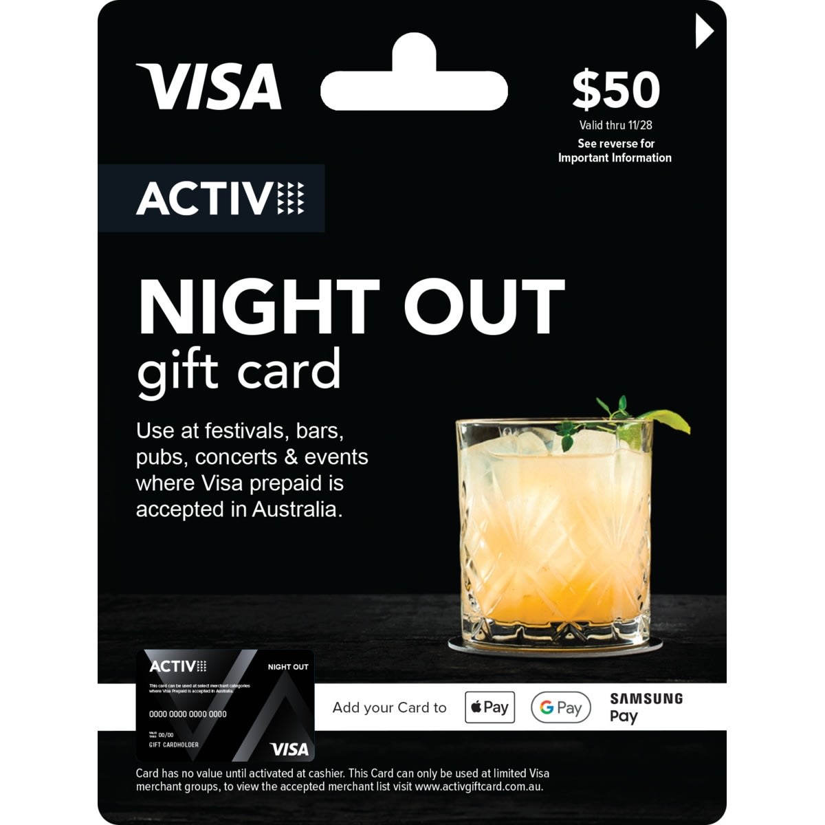 Activ VISA $50 Night Out Gift Card - Kmart