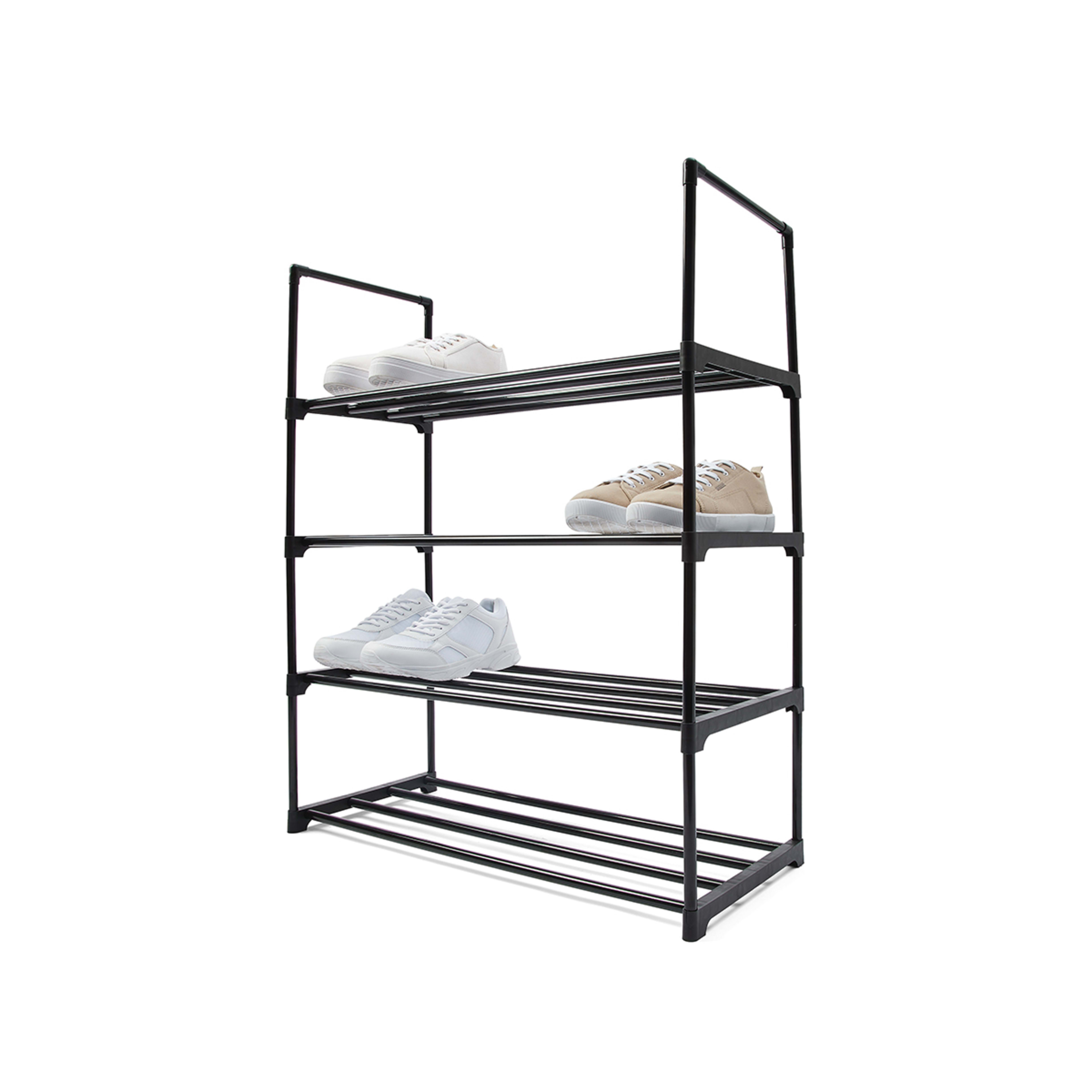 4 Tier Stackable Black Shoe Rack - Kmart