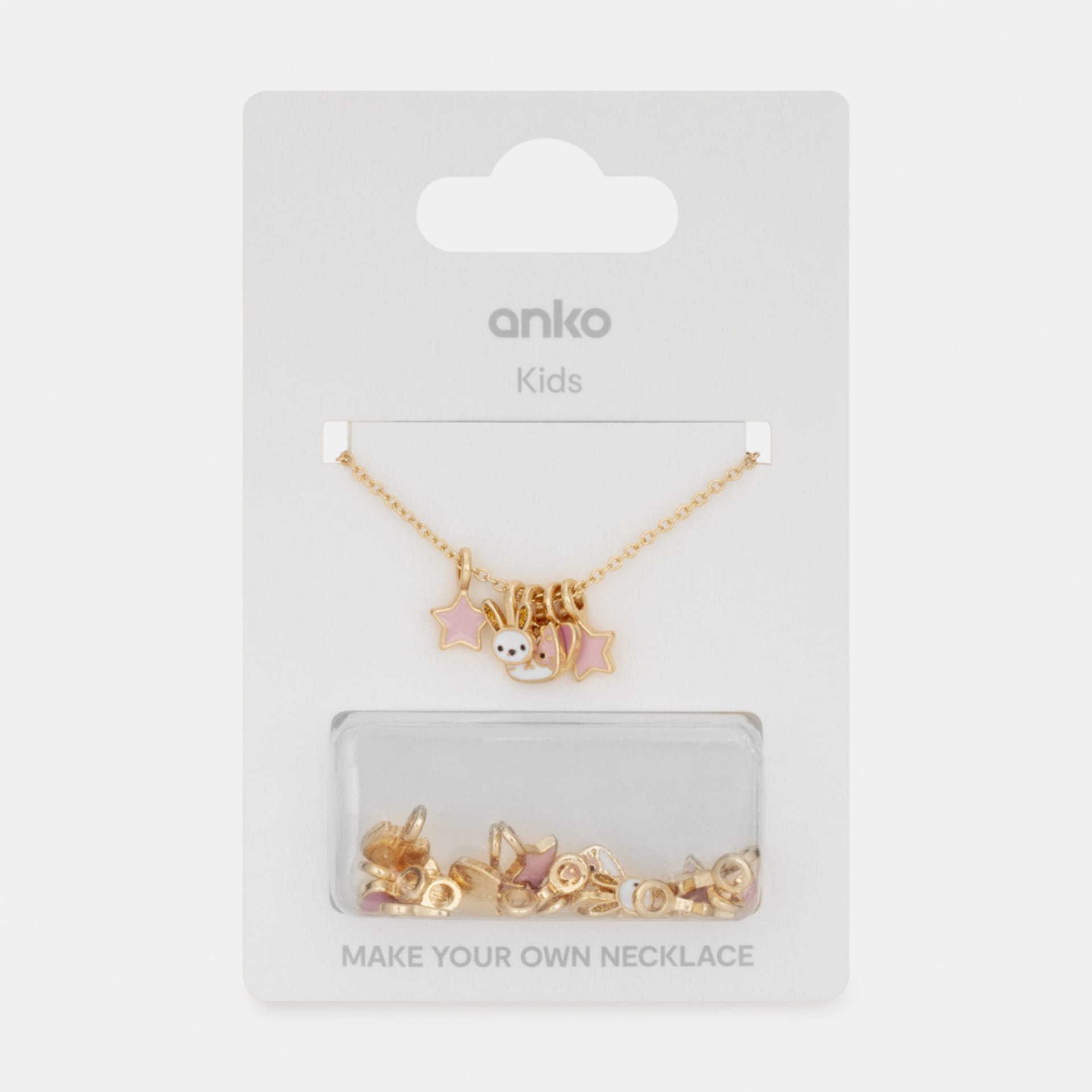 Cat & Bunny Charms Necklace - Pink and Gold Tone - Kmart