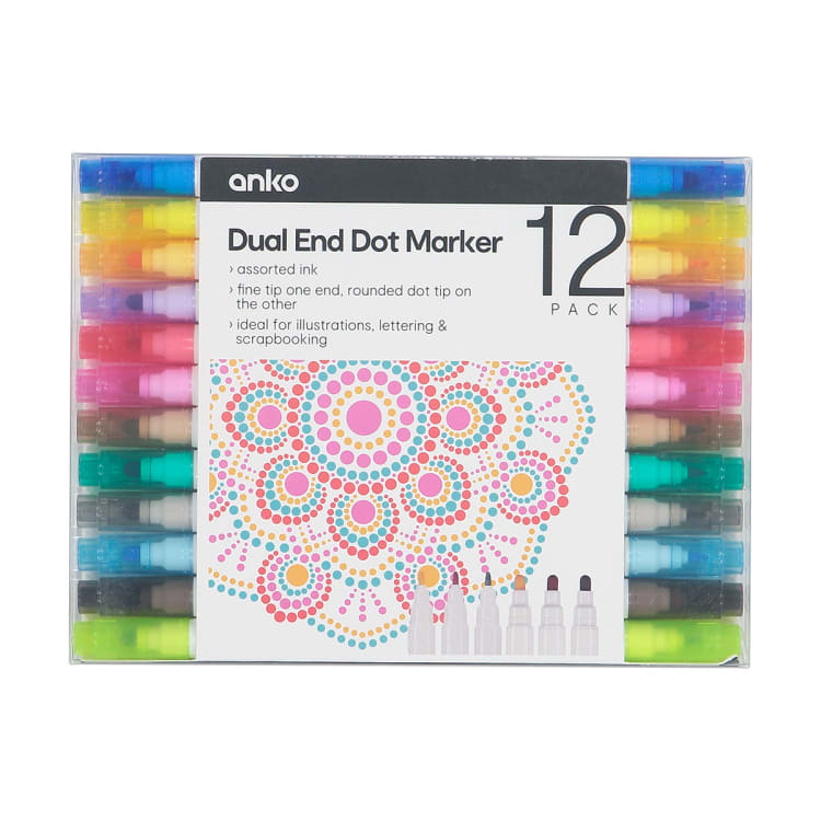 12 Pack Dual End Dot Markers - Assorted Ink - Kmart