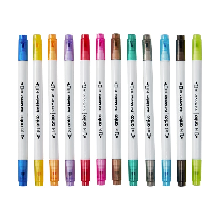12 Pack Dual End Dot Markers - Assorted Ink - Kmart