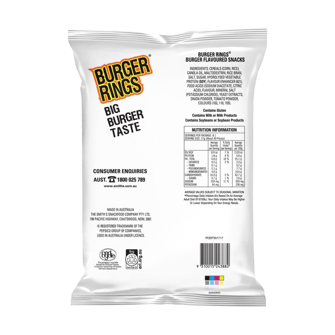 Burger Rings Party Bag 220g - Kmart
