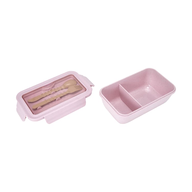 Pink Wheat Straw Lunch Box with Cutlery - Kmart