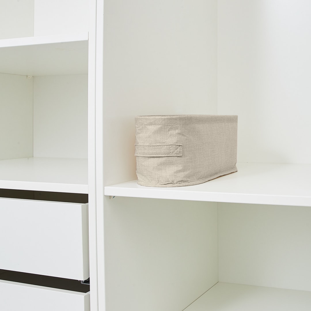 Linen Look Open Storage Box - Narrow, Beige - Kmart